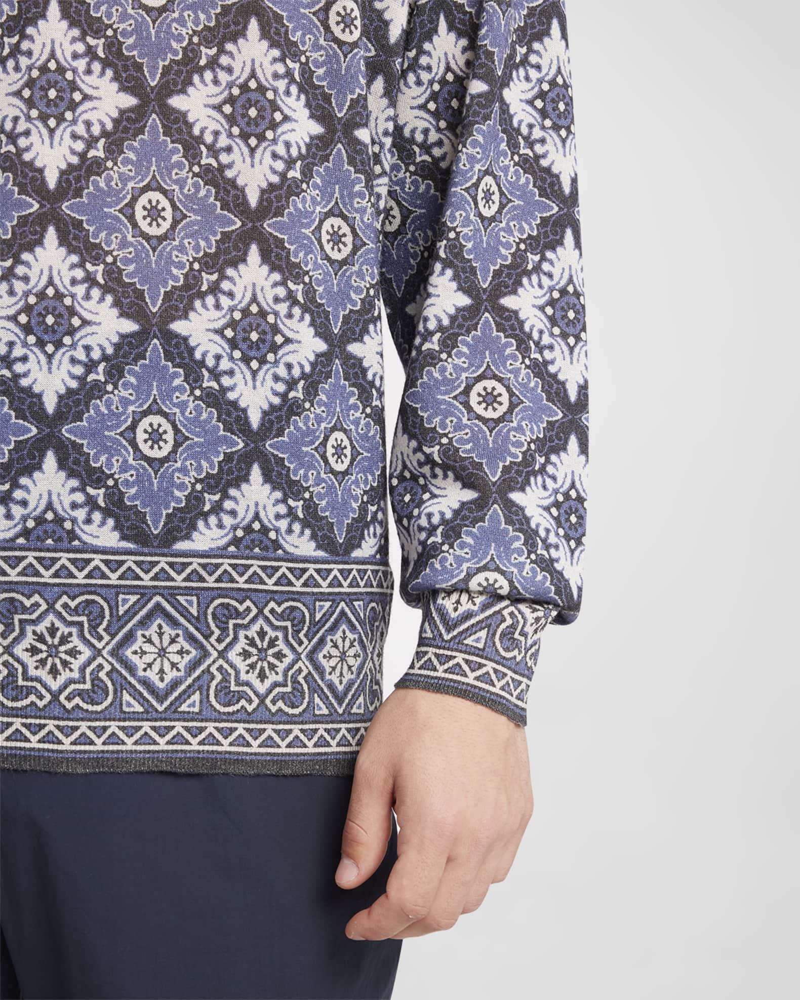 Etro Men's Cashmere-Silk Medallion Sweater | Neiman Marcus