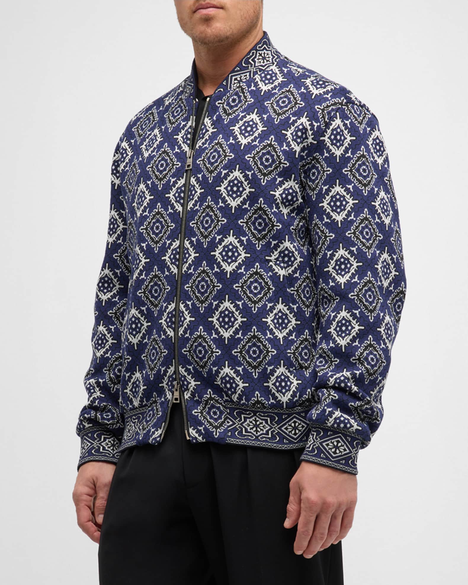 Etro Men's Medallion Knit Bomber Jacket | Neiman Marcus