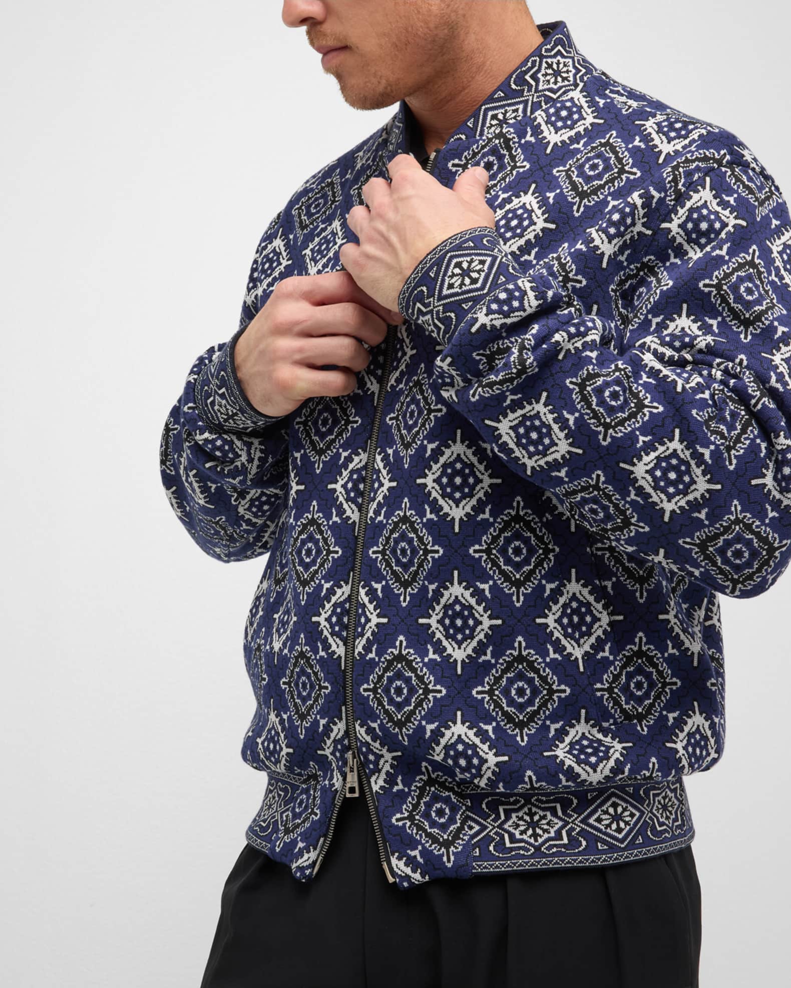 Etro Men's Medallion Knit Bomber Jacket | Neiman Marcus