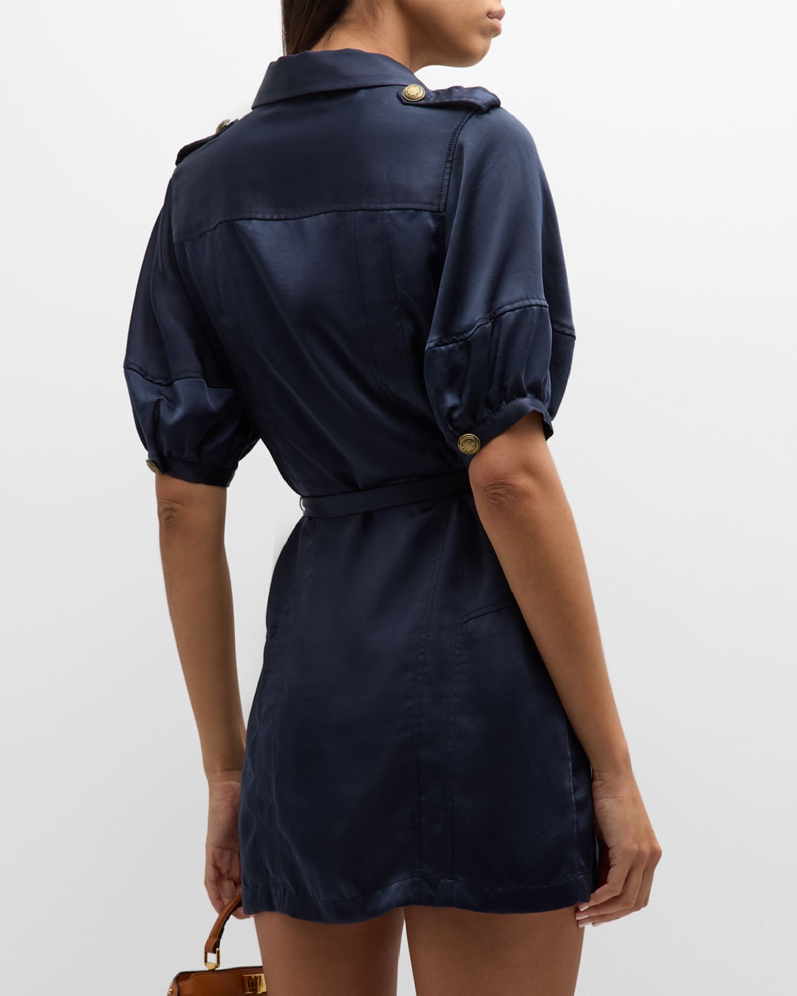 Ramy Brook Murphy Satin Button-Front Mini Dress | Neiman Marcus