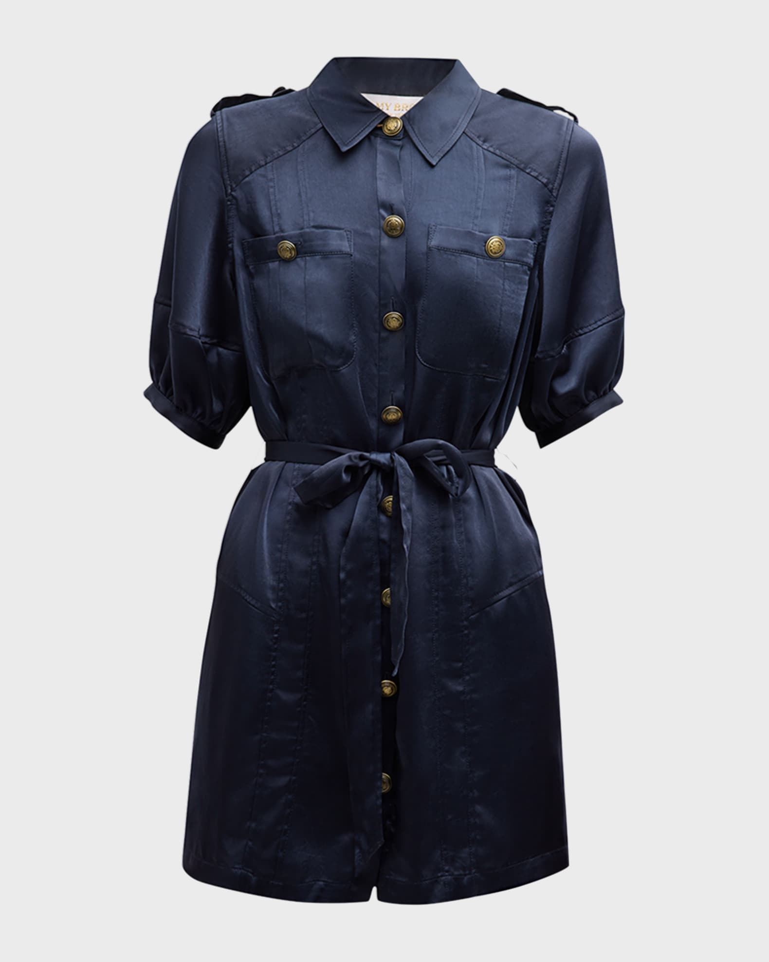 Ramy Brook Murphy Satin Button-Front Mini Dress | Neiman Marcus