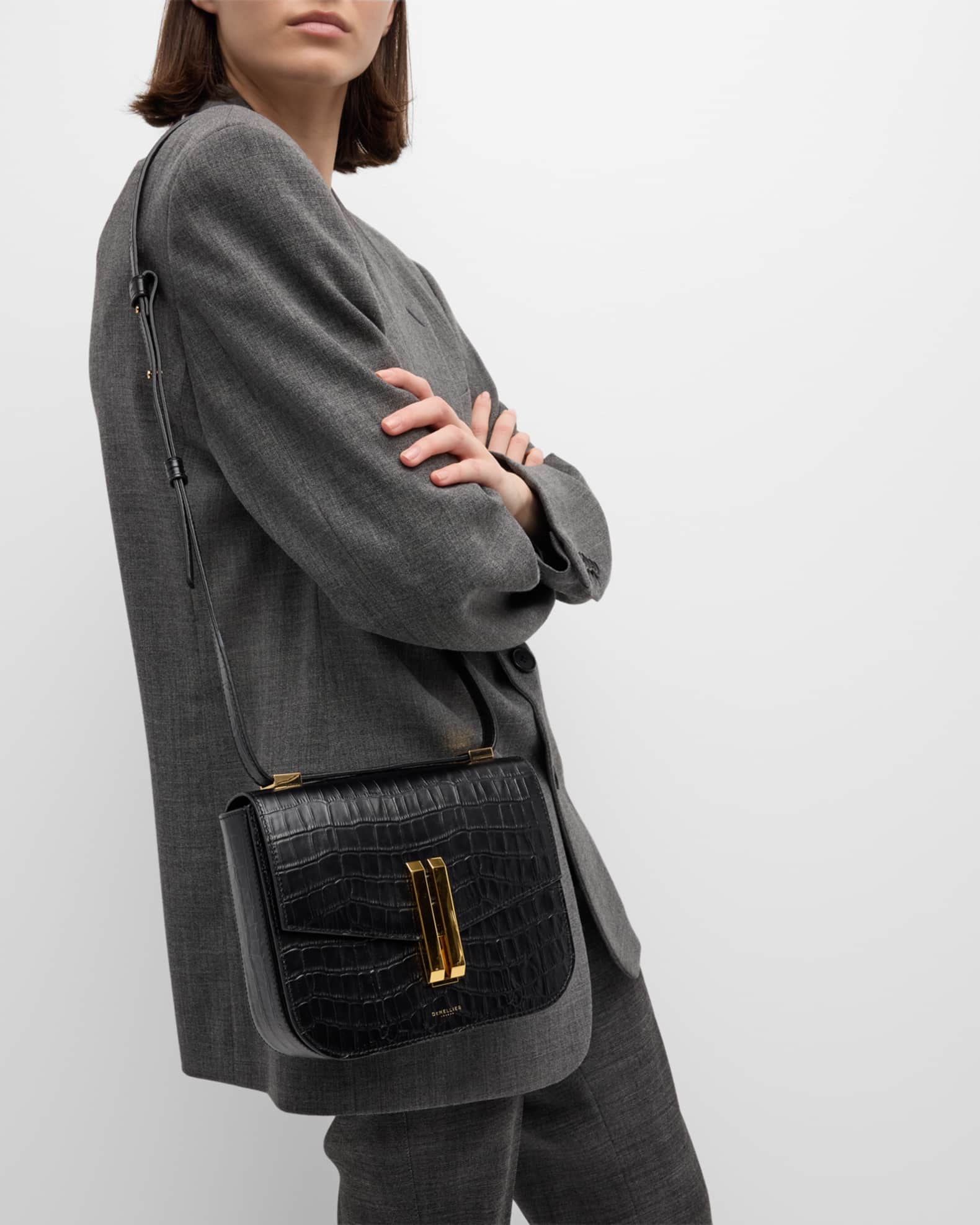 DeMellier Vancouver Croc-Embossed Leather Crossbody Bag | Neiman Marcus