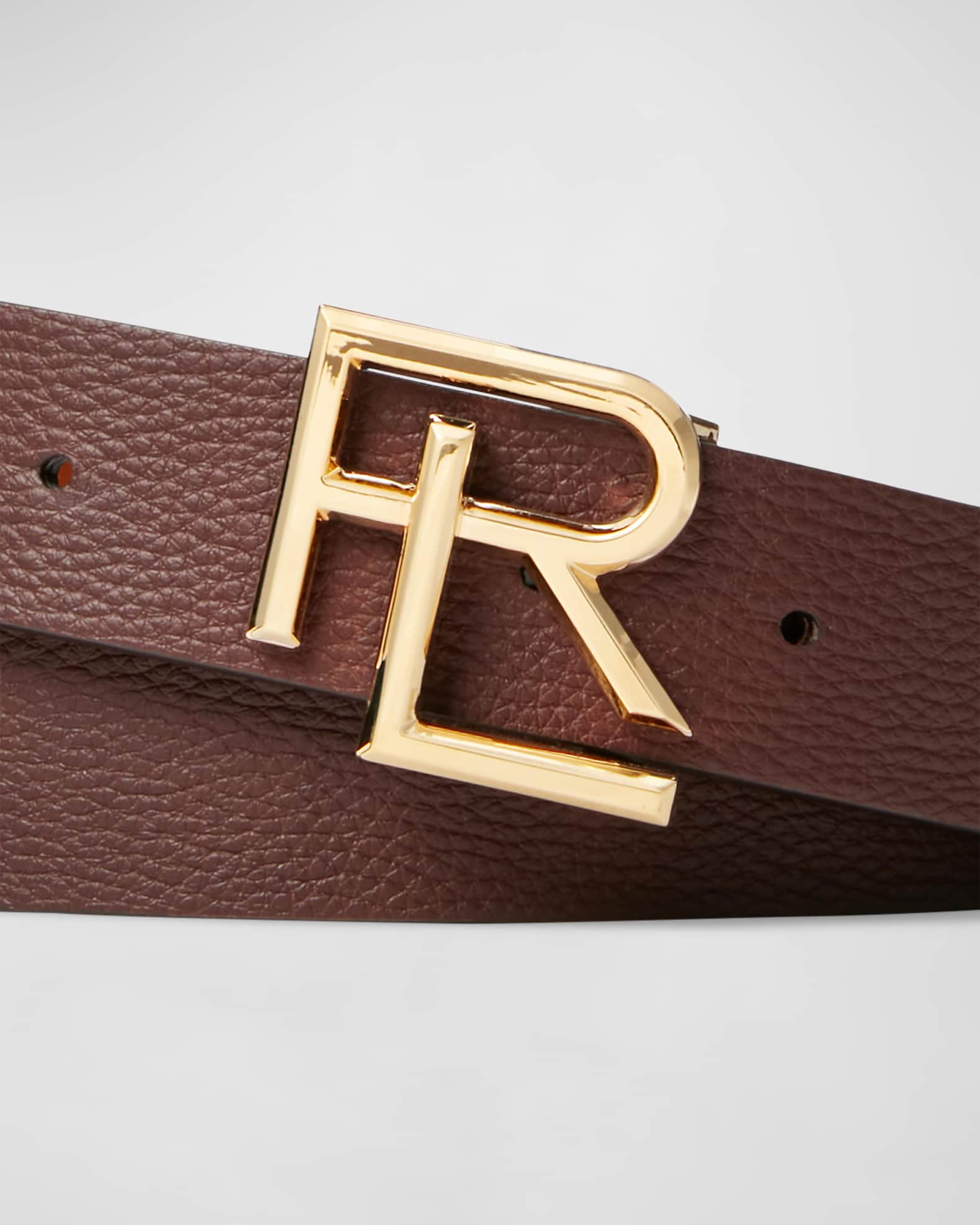 Ralph Lauren Purple Label Men's Pebbled Calfskin RL-Buckle Belt ...