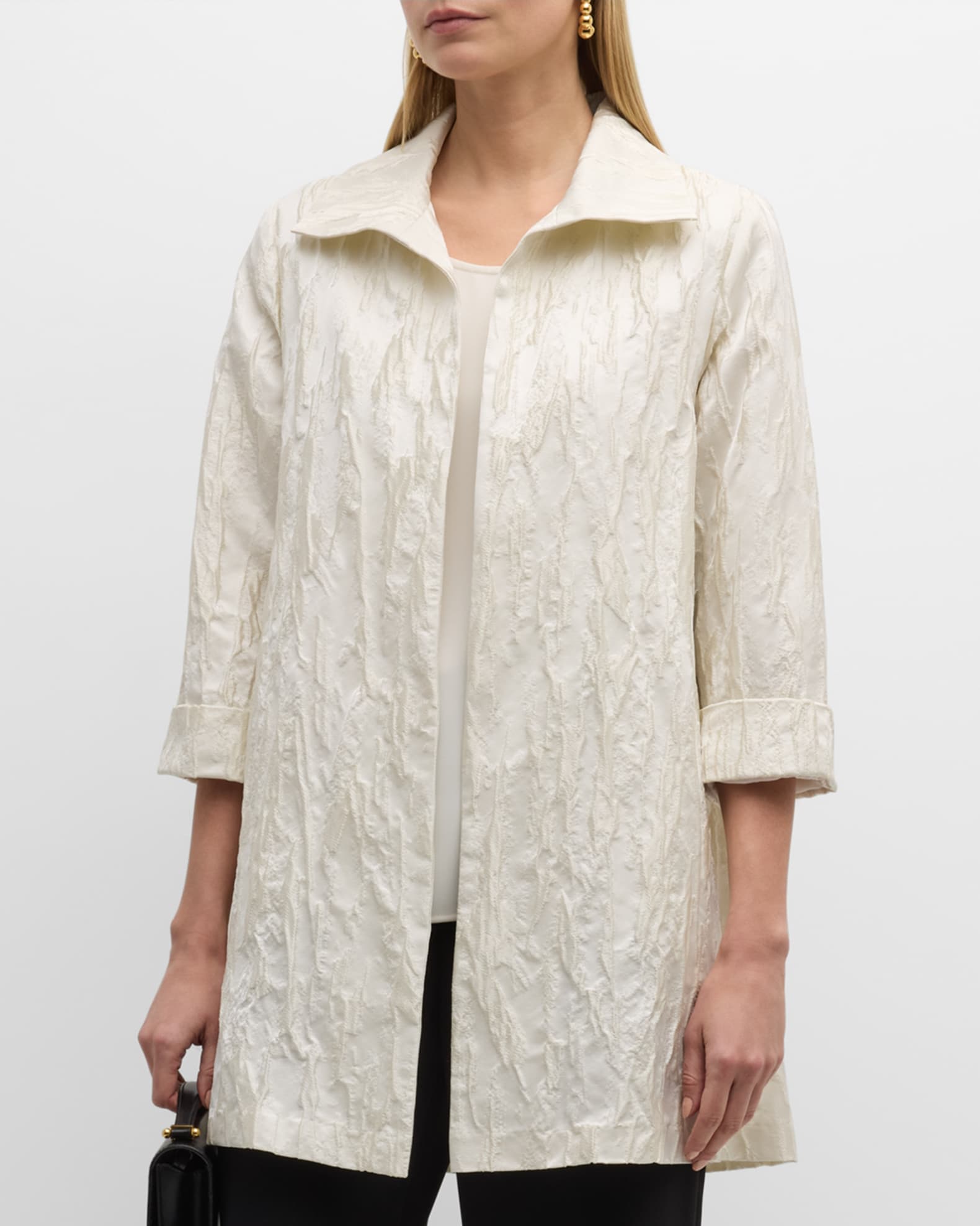 Caroline Rose Open-Front Jacquard Party Jacket | Neiman Marcus