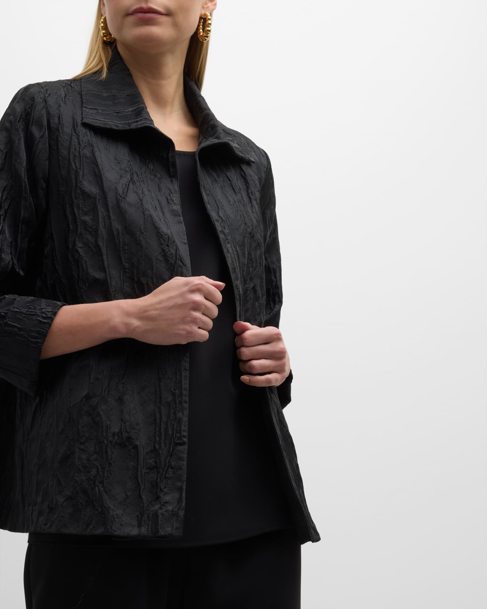 Caroline Rose Open-Front Textured Jacquard Jacket | Neiman Marcus