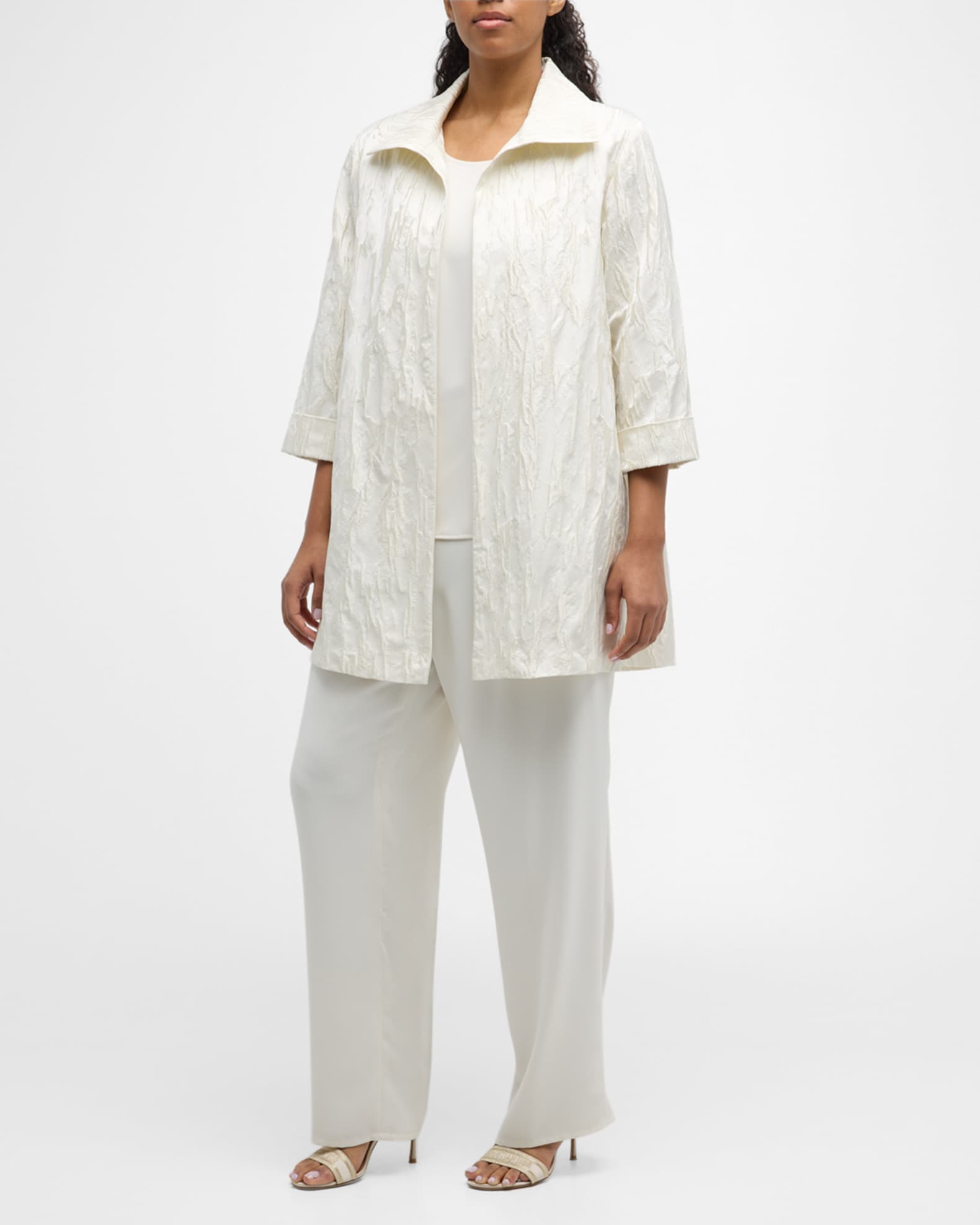 Caroline Rose Plus Plus Size Open-Front Jacquard Party Jacket | Neiman ...