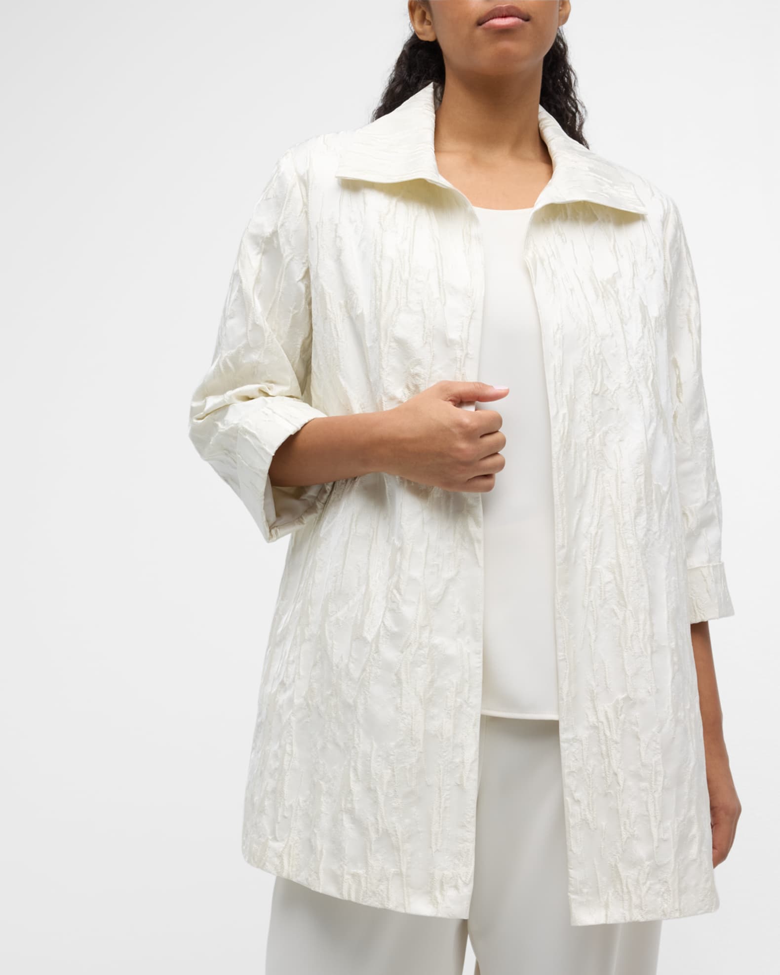 Caroline Rose Plus Plus Size Open-Front Jacquard Party Jacket | Neiman ...