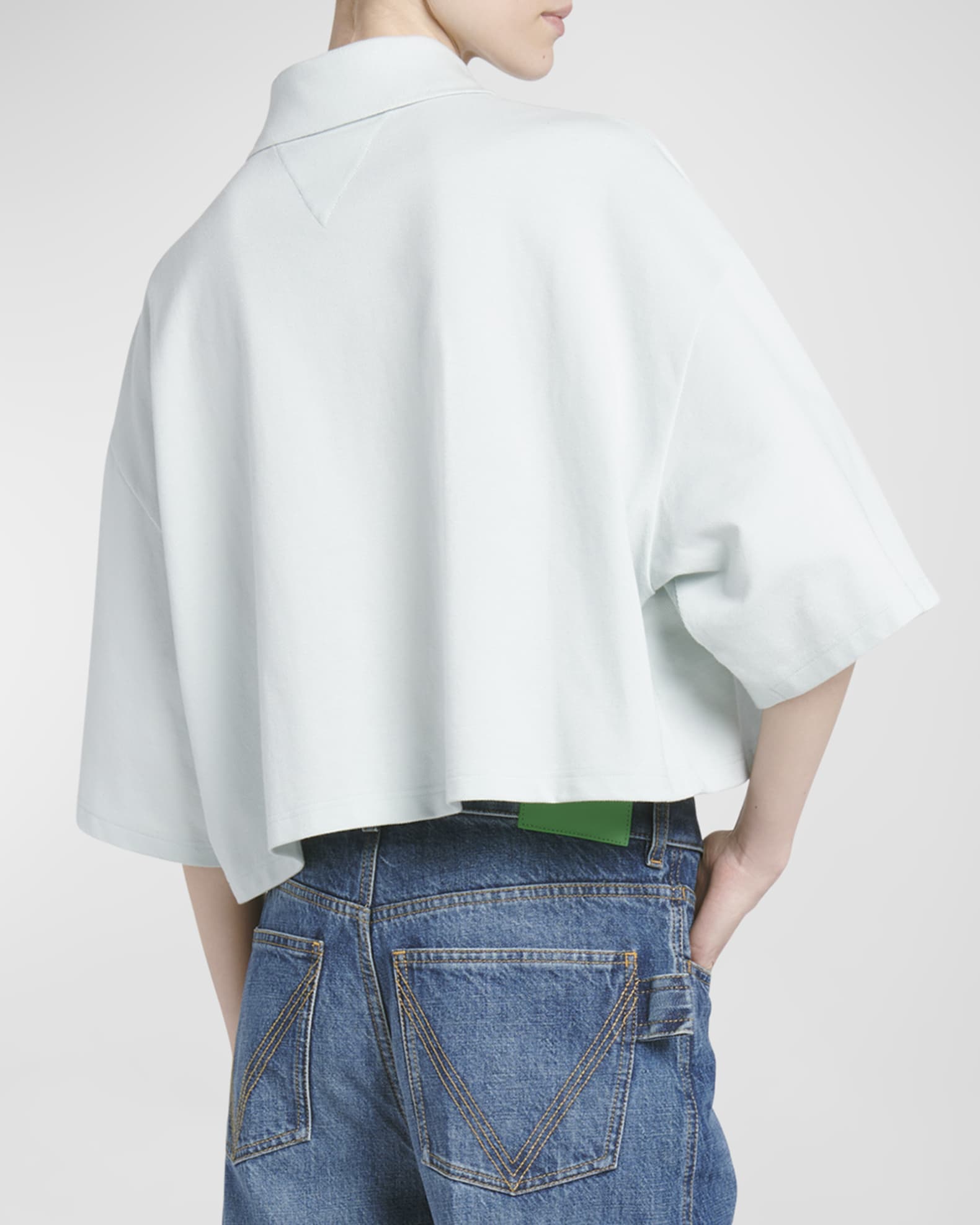 Bottega Veneta Oversized Crop Polo Shirt | Neiman Marcus