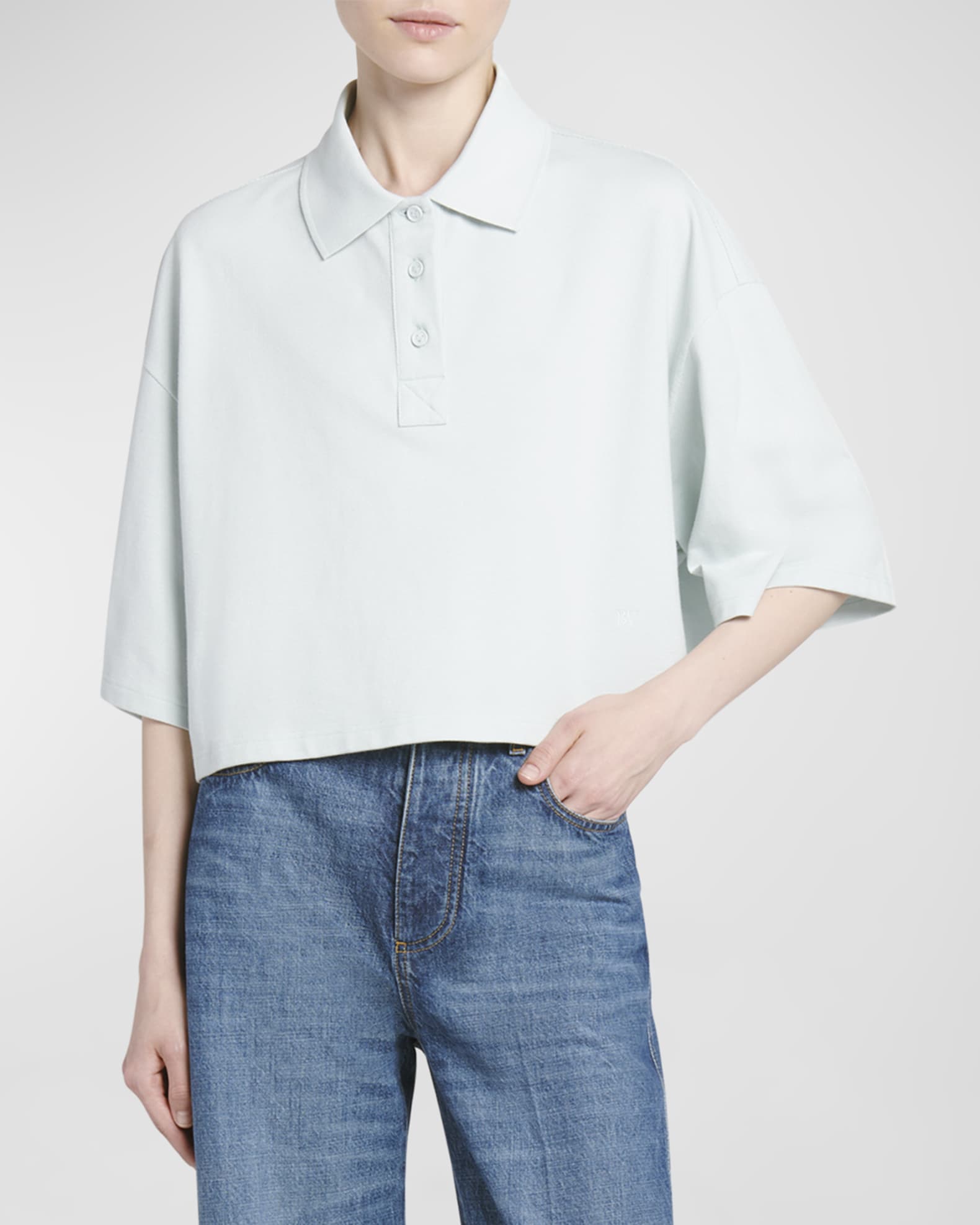 Bottega Veneta Oversized Crop Polo Shirt | Neiman Marcus