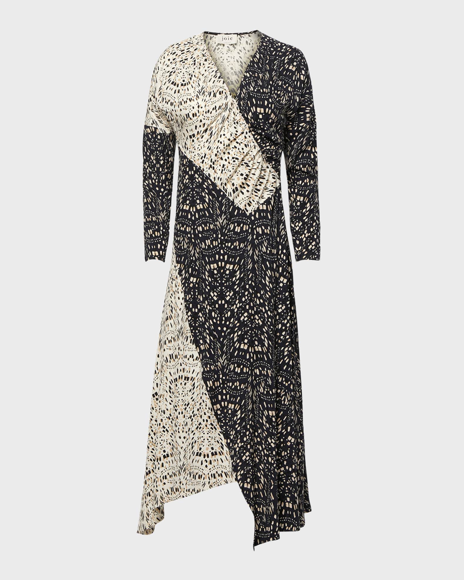 Joie Pippa Colorblock Abstract-Print Midi Dress | Neiman Marcus