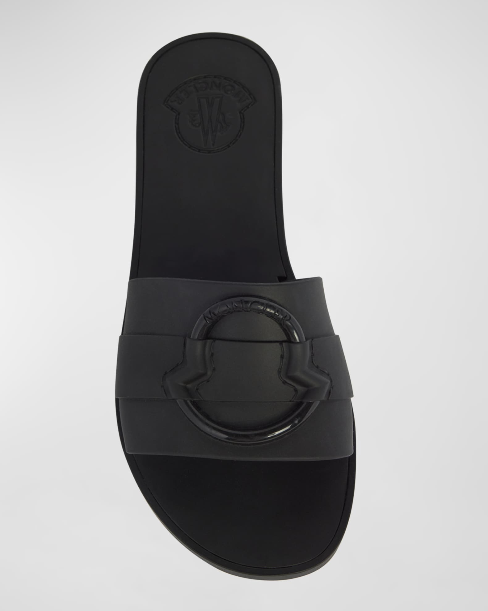 Mon Rubber Logo Flat Slide Sandals | Neiman Marcus