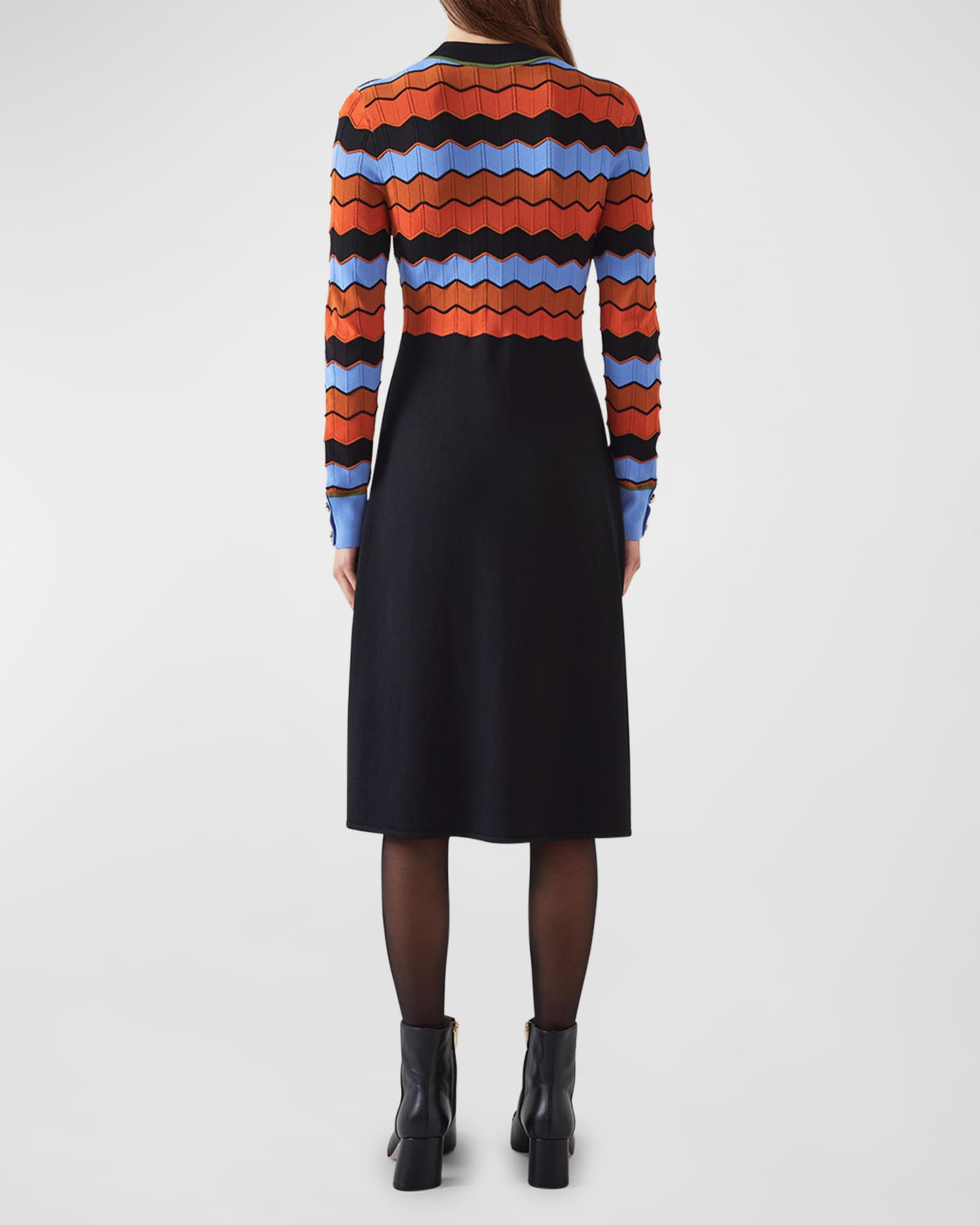 LK Bennett Elina Mock-Neck Chevron Knit Midi Dress | Neiman Marcus