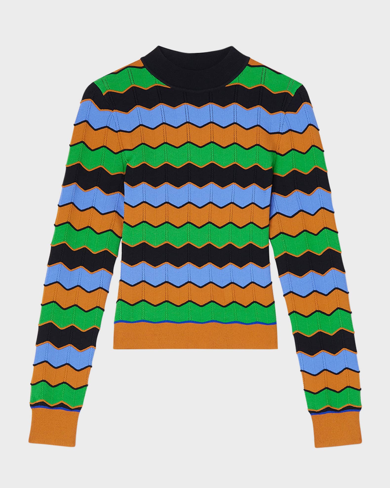 LK Bennett Elina Chevron Mock-Neck Knit Top | Neiman Marcus