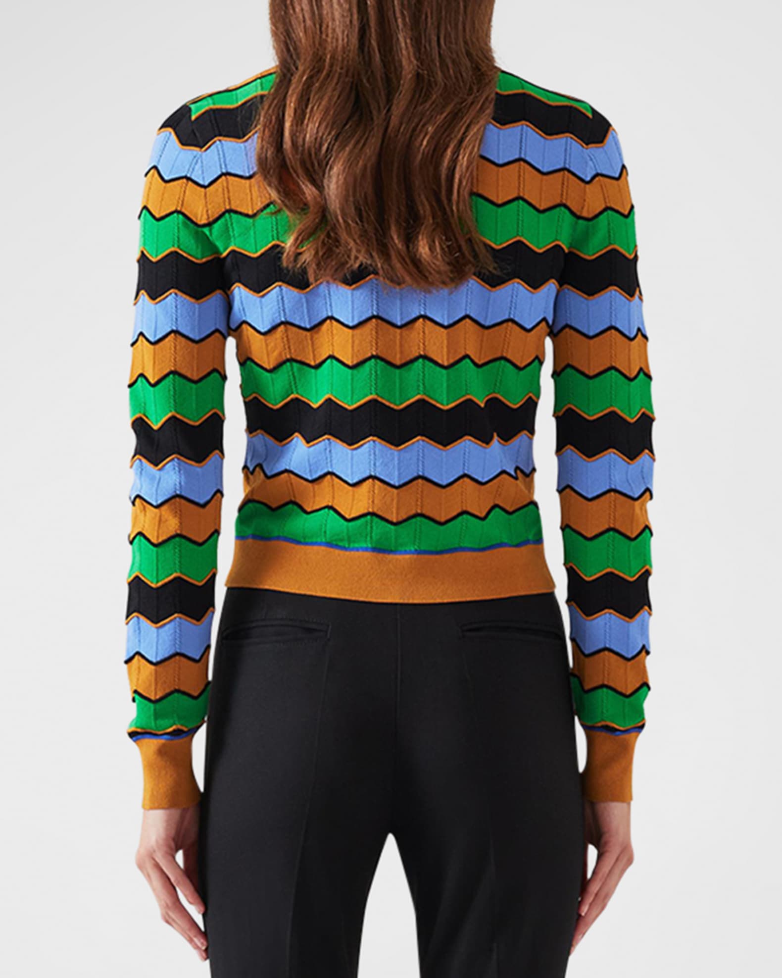 LK Bennett Elina Chevron Mock-Neck Knit Top | Neiman Marcus