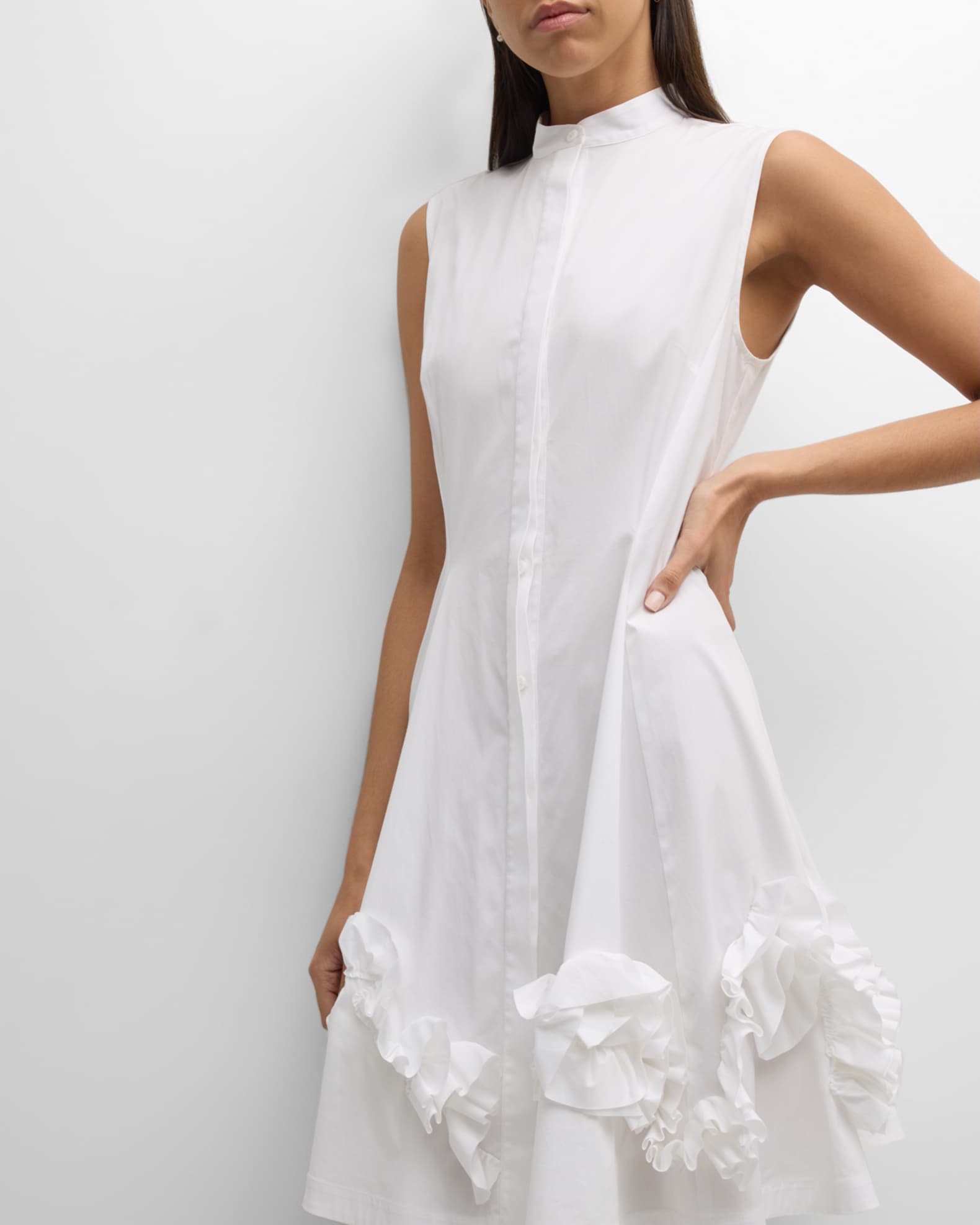 Lela Rose Natalie Shirtdress with Ruffle Detail | Neiman Marcus