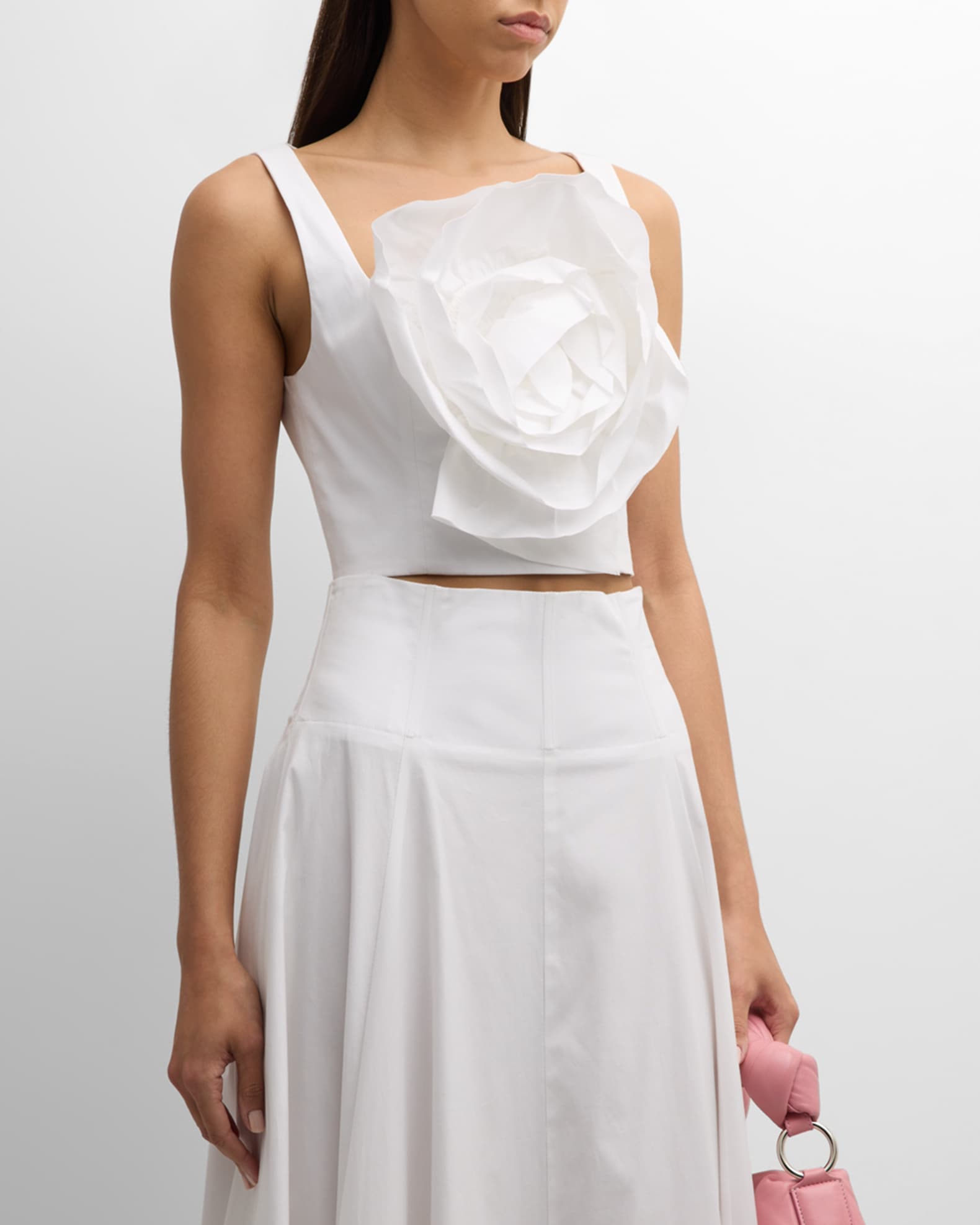 Lela Rose Oversize Rose Detail Crop Top | Neiman Marcus