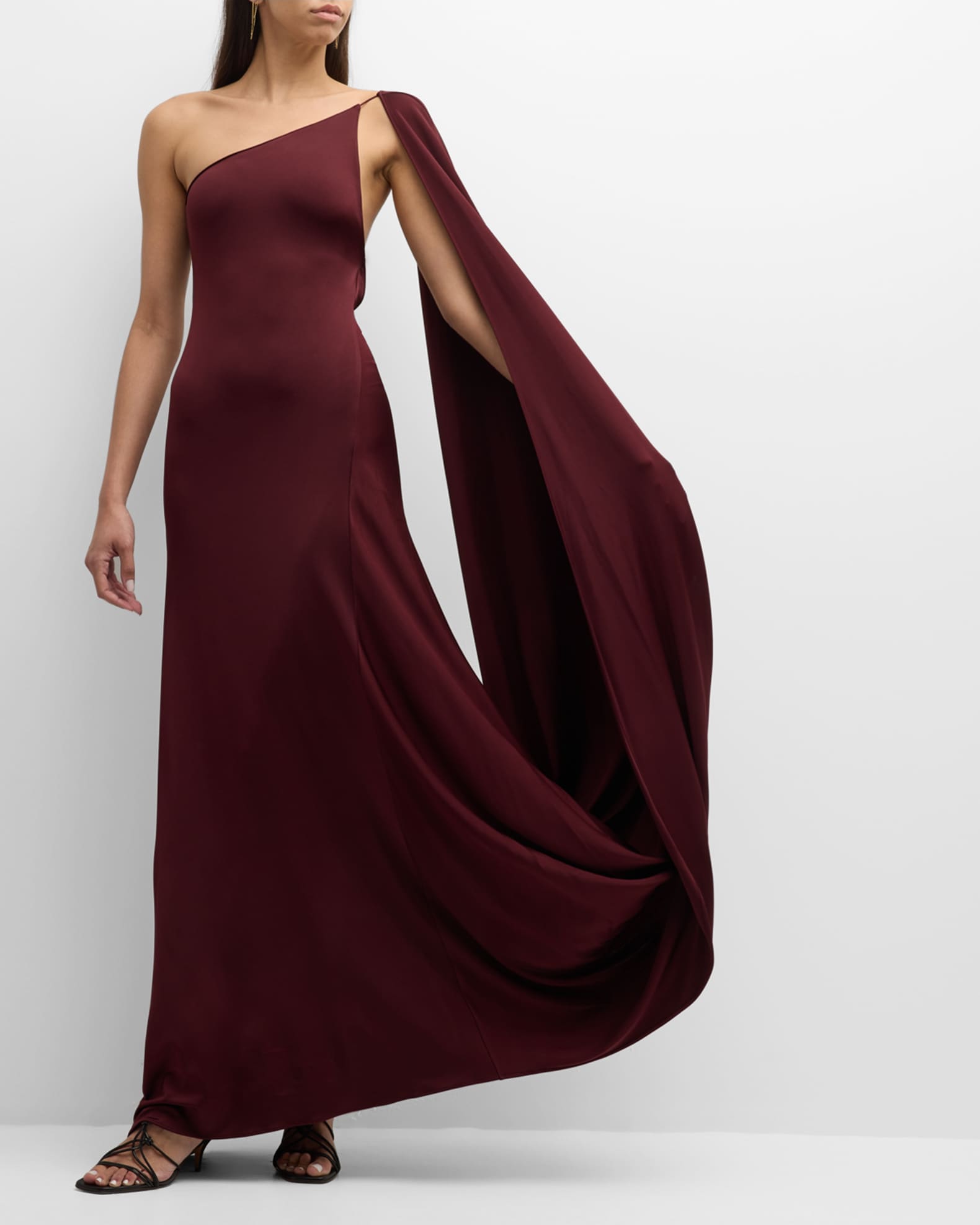 Stella McCartney One-Shoulder Cape Sleeveless Maxi Dress | Neiman Marcus