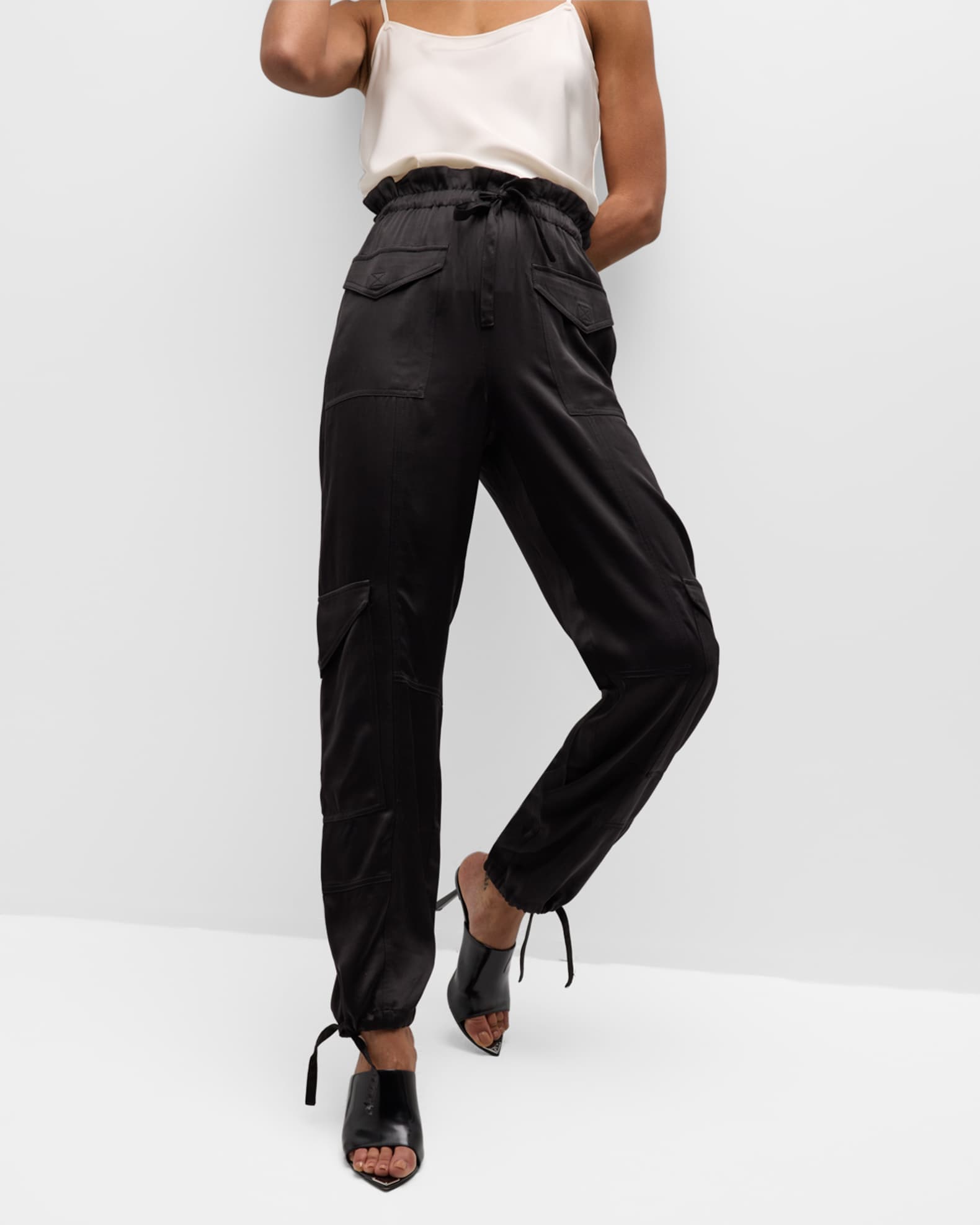 Ganni Washed Satin Cargo Pants | Neiman Marcus
