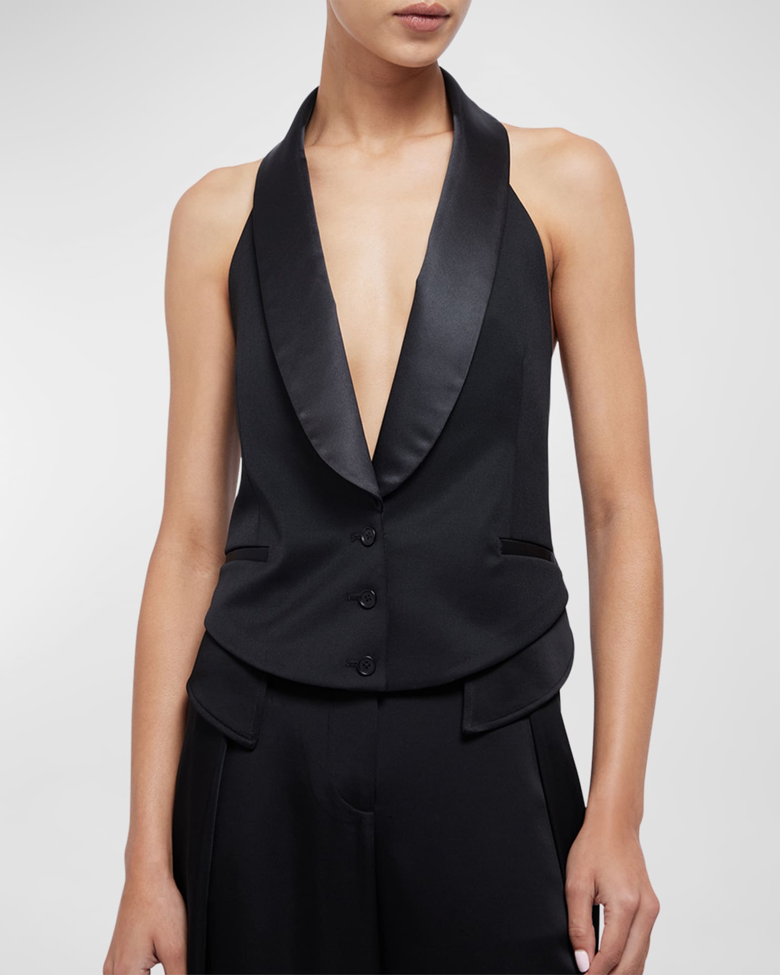 SIMKHAI Albany Backless Deep V-Neck Vest | Neiman Marcus