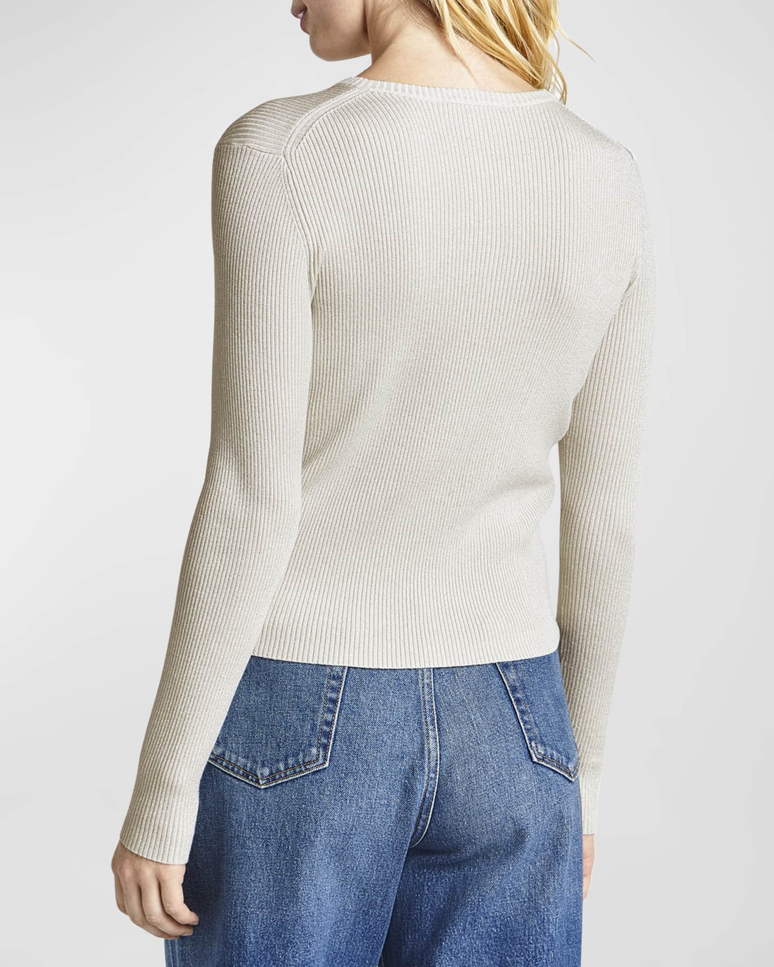 Splendid Peyton Lurex Knit Keyhole Sweater | Neiman Marcus