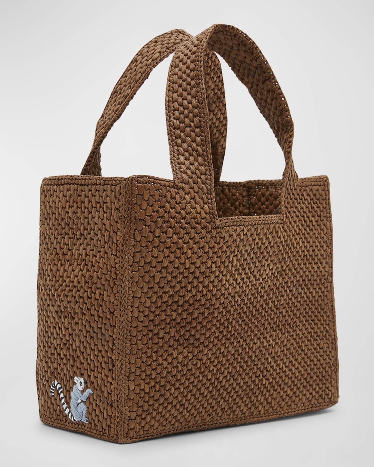 Loewe Small Lemurs Raffia Tote Bag | Neiman Marcus