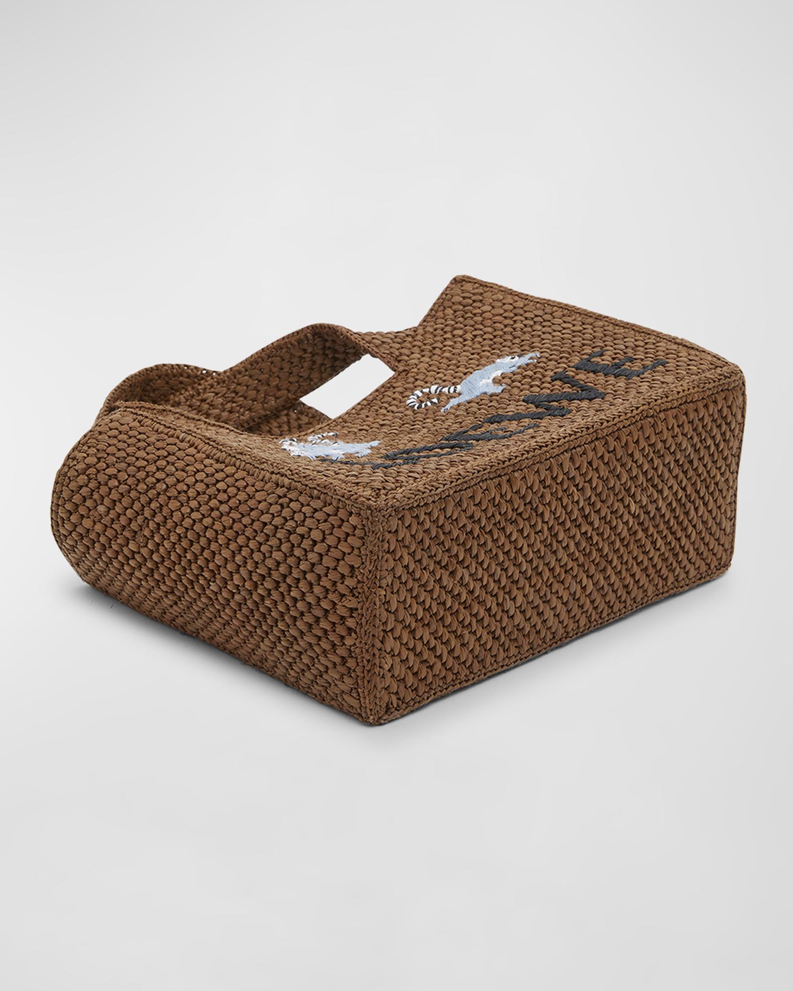 Loewe Small Lemurs Raffia Tote Bag | Neiman Marcus