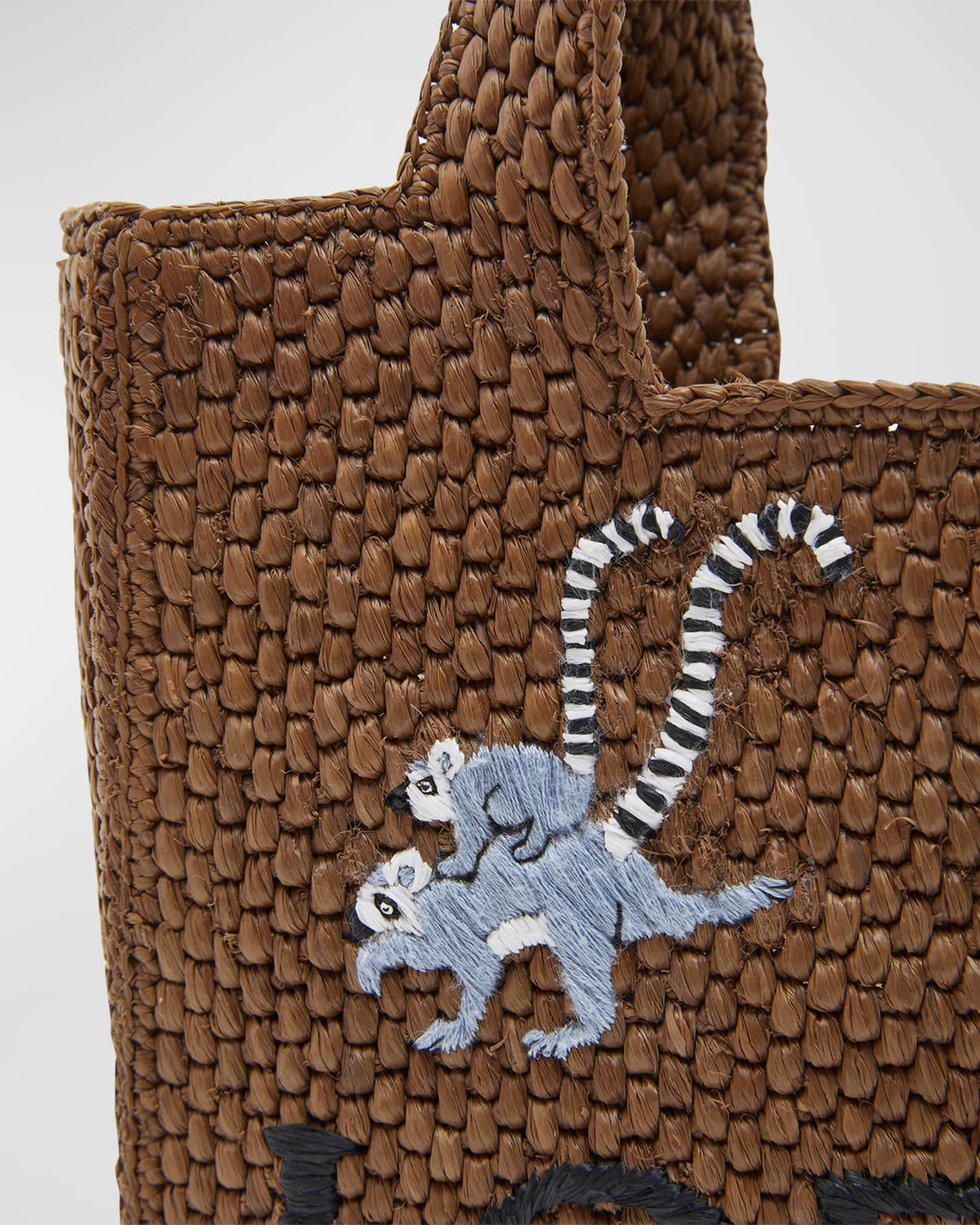 Loewe Small Lemurs Raffia Tote Bag | Neiman Marcus