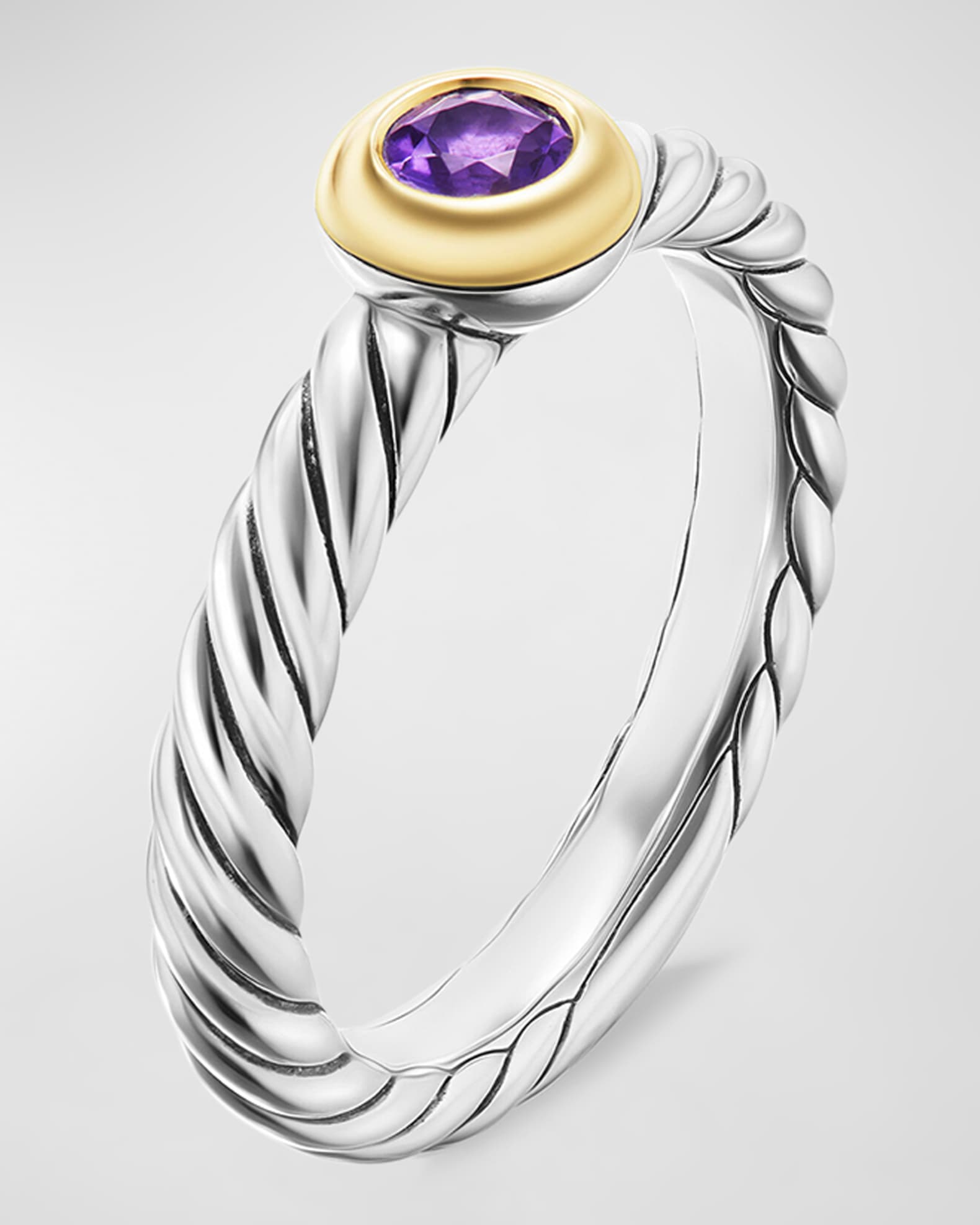 David Yurman Cable Flex Ring with Gemstone in Silver and 14K Gold, 2 ...
