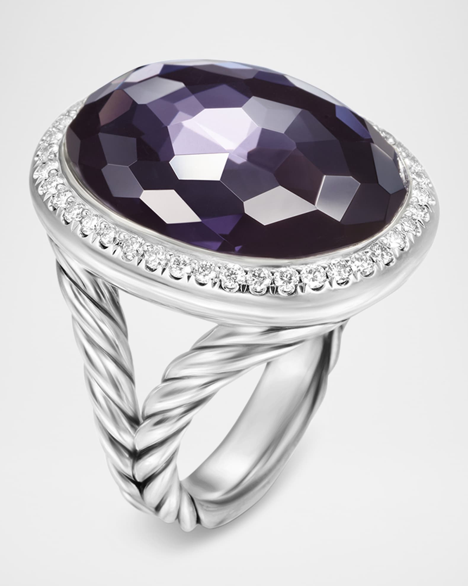 David Yurman Oval Ring with Gemstone and Diamonds in Silver, 24.5x21mm ...