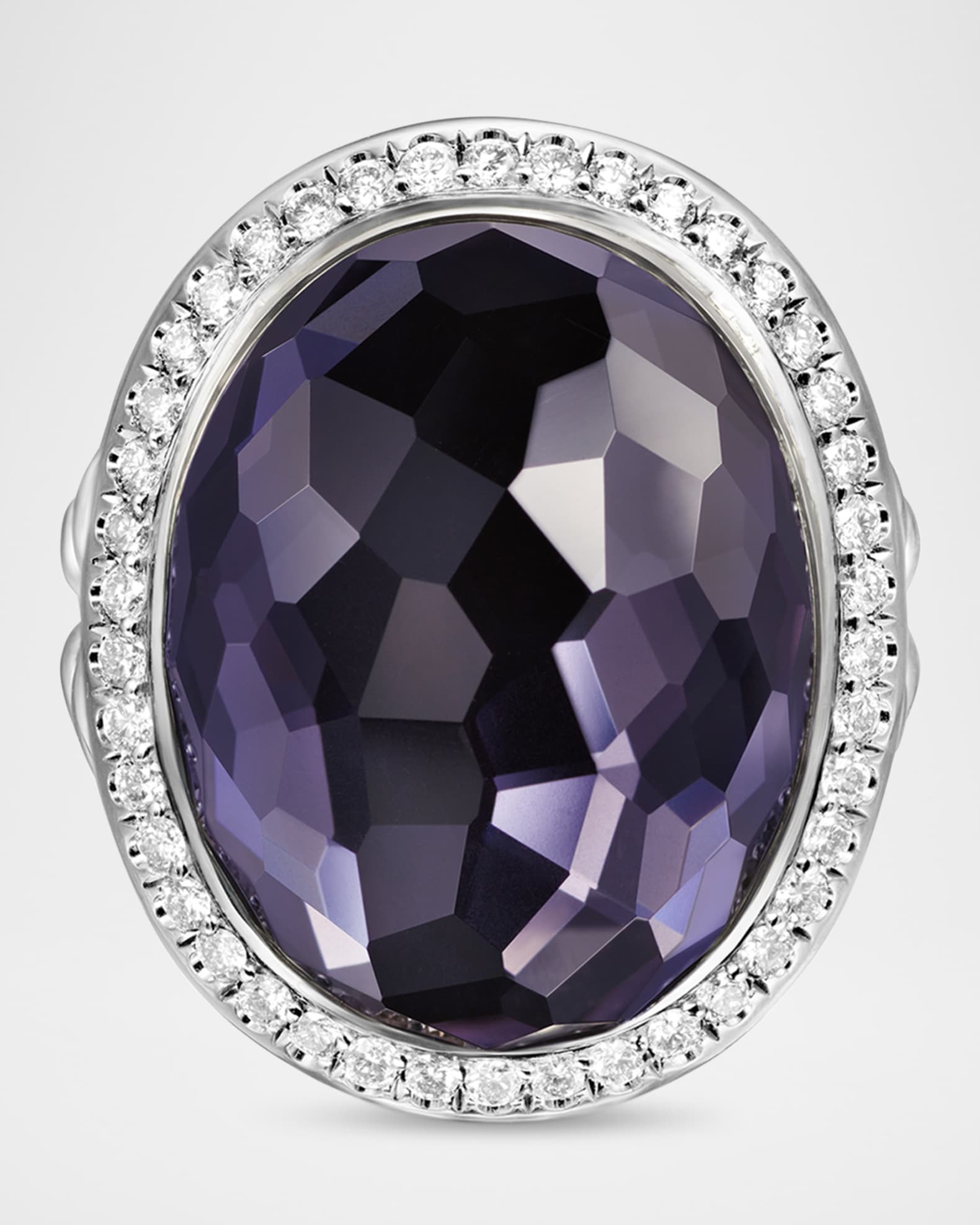 David Yurman Oval Ring with Gemstone and Diamonds in Silver, 24.5x21mm ...
