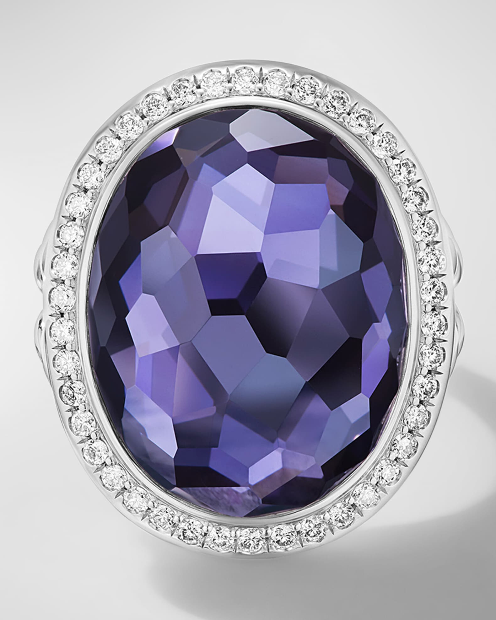 David Yurman Oval Ring with Gemstone and Diamonds in Silver, 24.5x21mm ...