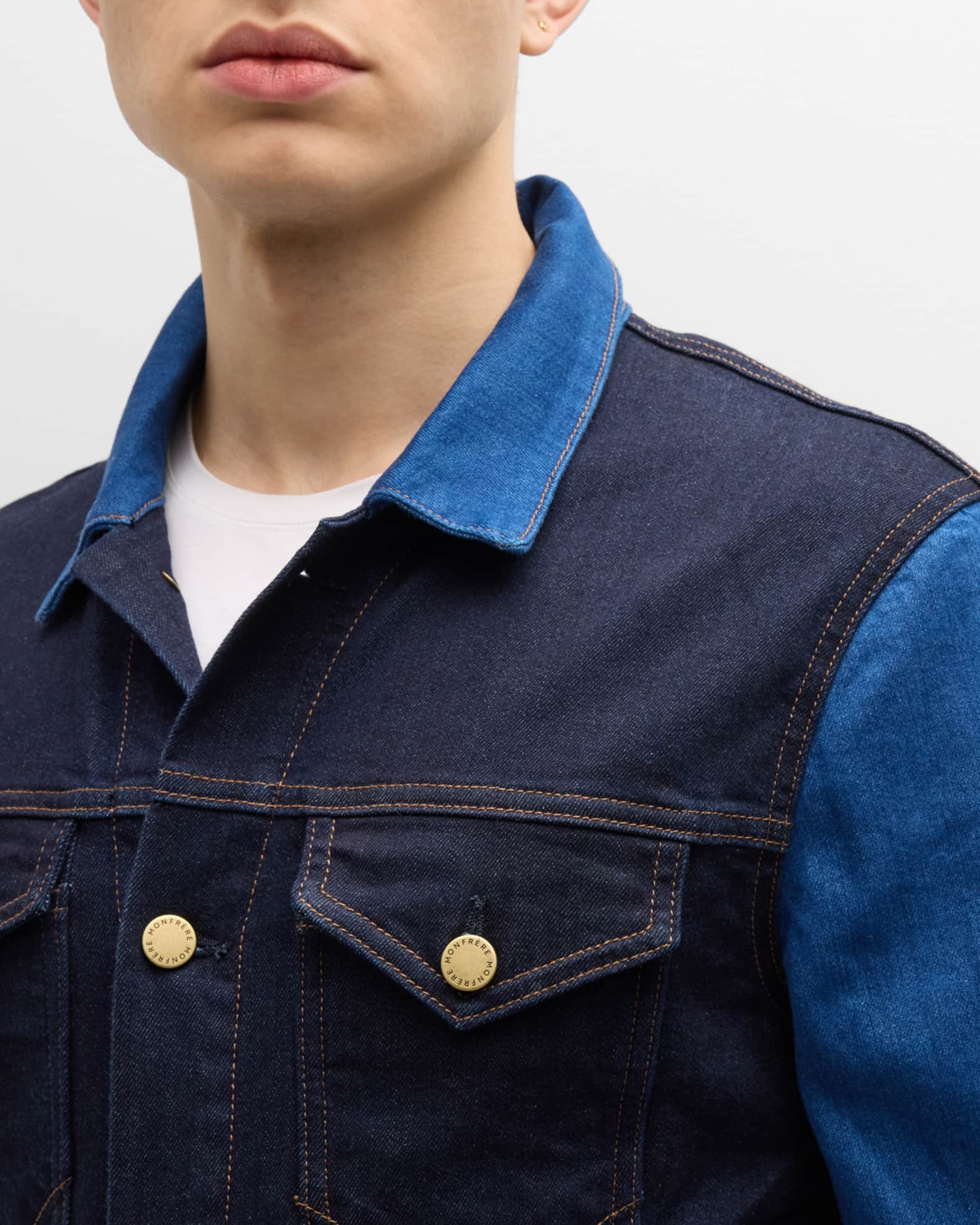 monfrere Men's Dean Colorblock Denim Trucker Jacket | Neiman Marcus