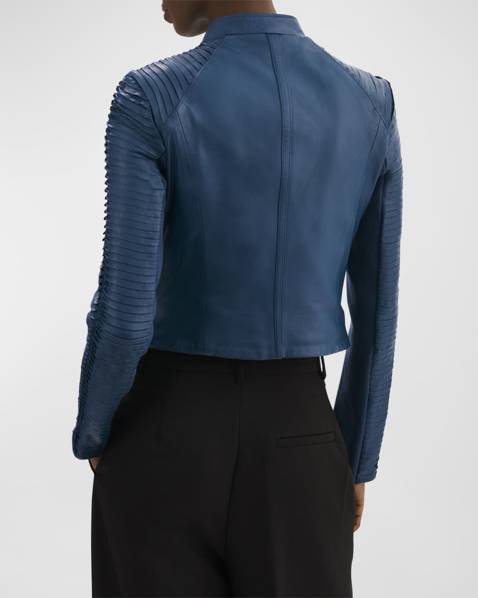 LaMarque Azra Slashed-Sleeve Leather Moto Jacket | Neiman Marcus