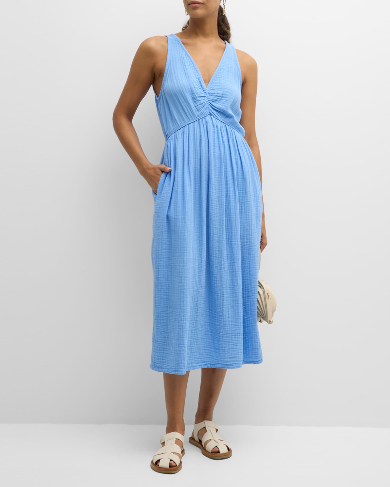 Xirena Faedra Sleeveless Cotton Gauze Midi Dress | Neiman Marcus