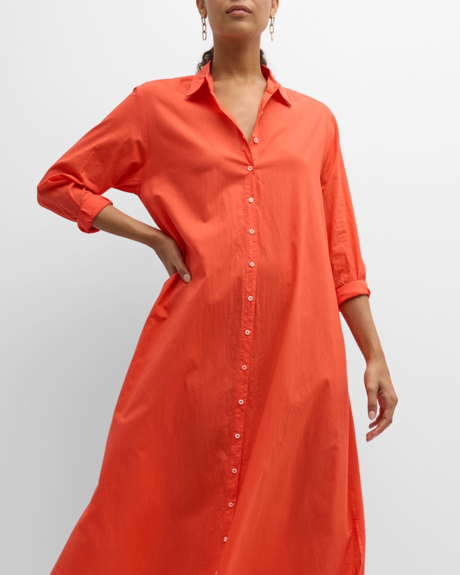 Xirena Boden Trapeze Cotton Poplin Maxi Shirtdress | Neiman Marcus