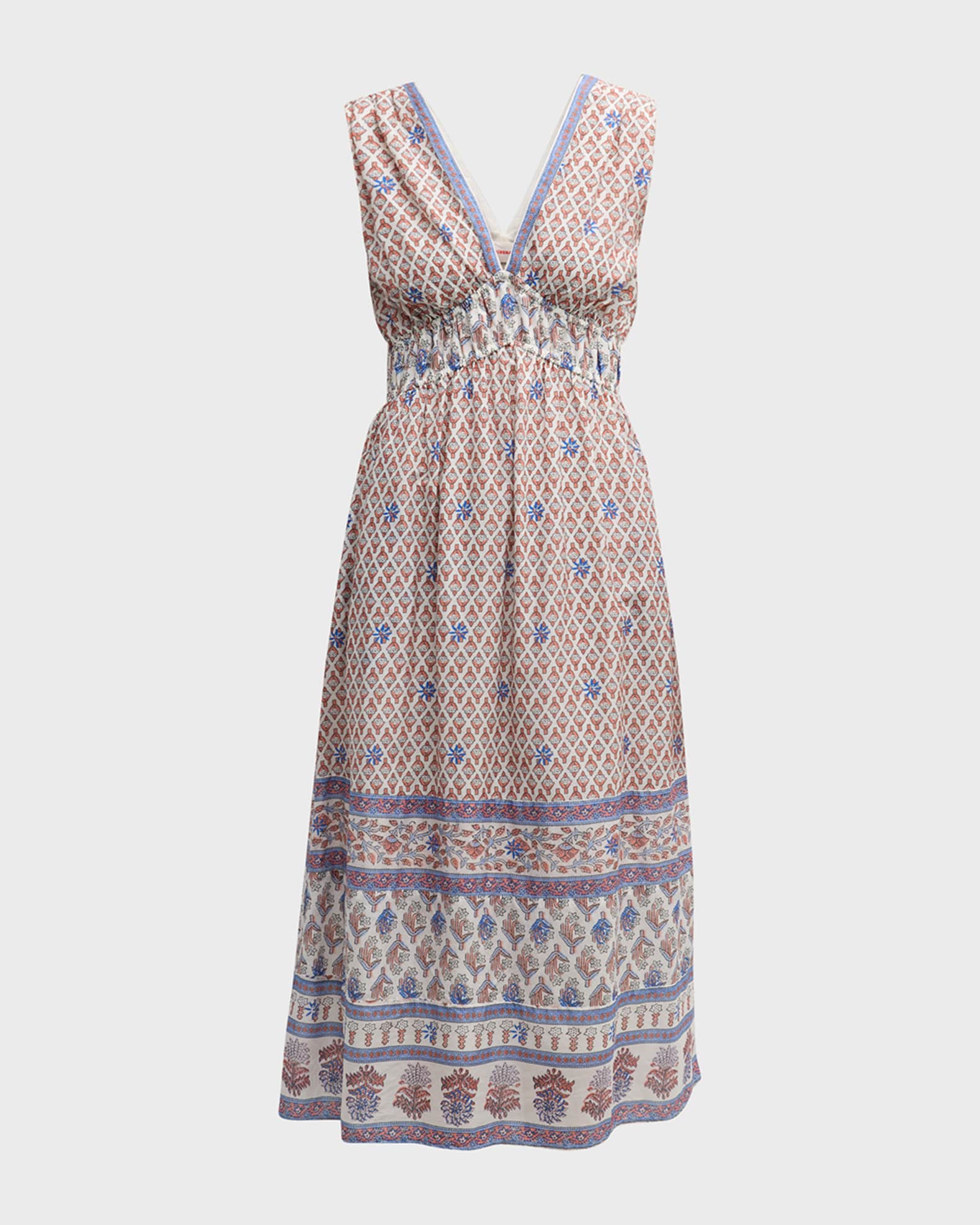 Xirena Petra Sleeveless Floral-Print Empire Midi Dress | Neiman Marcus