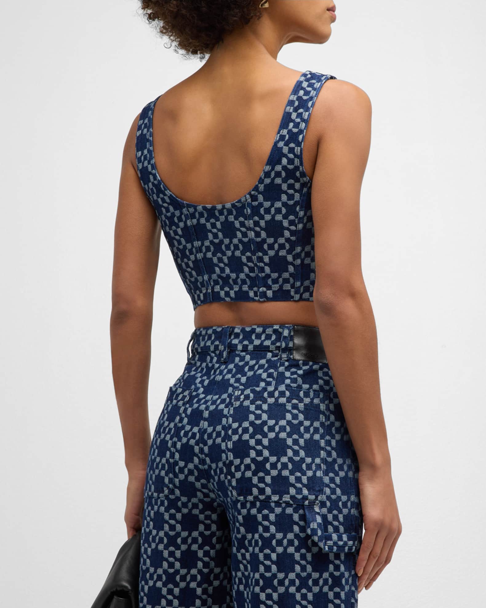SIMKHAI Krista Logo Zip-Front Bustier Top | Neiman Marcus