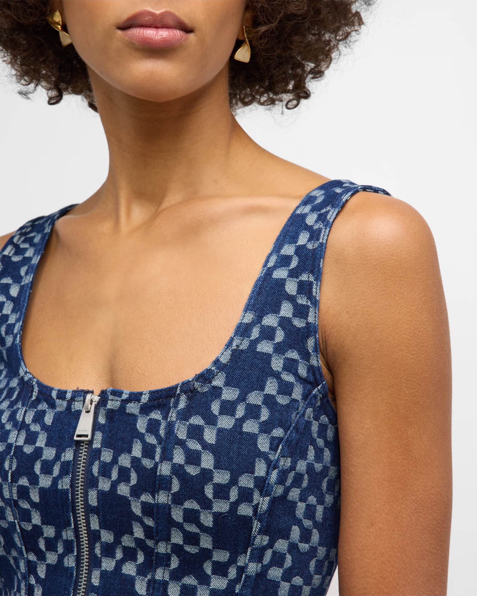 SIMKHAI Krista Logo Zip-Front Bustier Top | Neiman Marcus