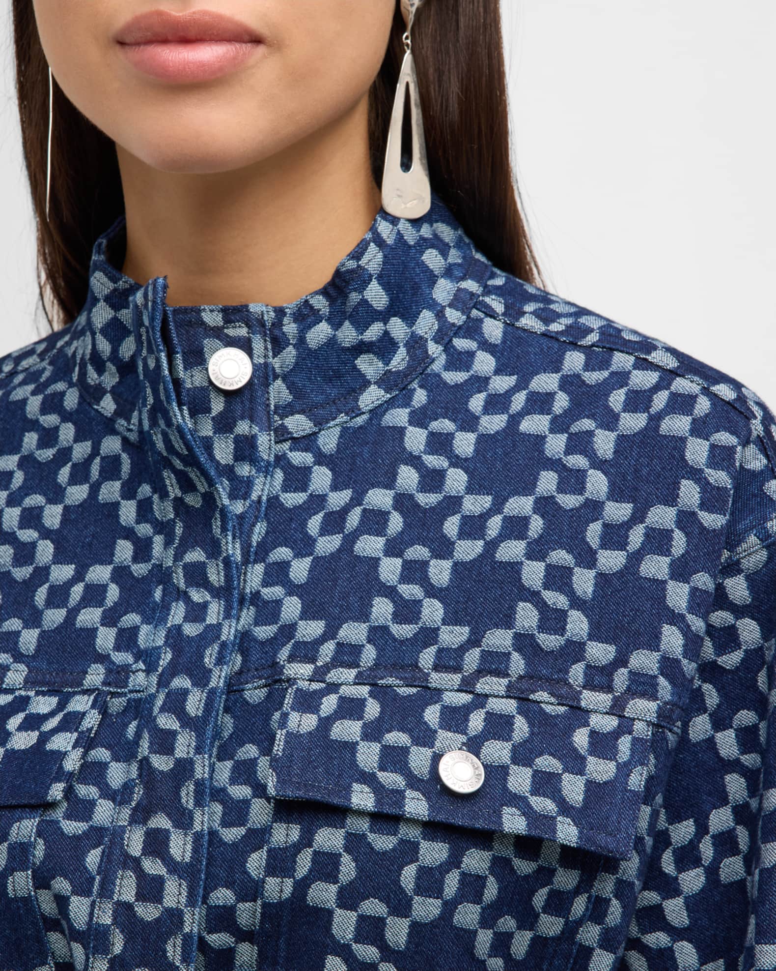 SIMKHAI Rosetta Belted Logo-Print Cotton Jacket | Neiman Marcus