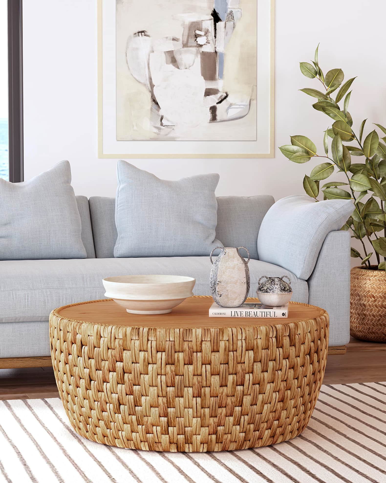 Butler Specialty Co Catalina Drum Rattan Coffee Table | Neiman Marcus