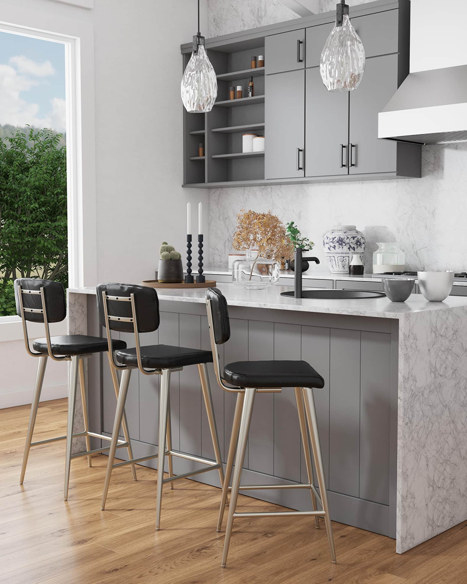 Butler Specialty Co Solis Leather Counter Stool, 26" | Neiman Marcus