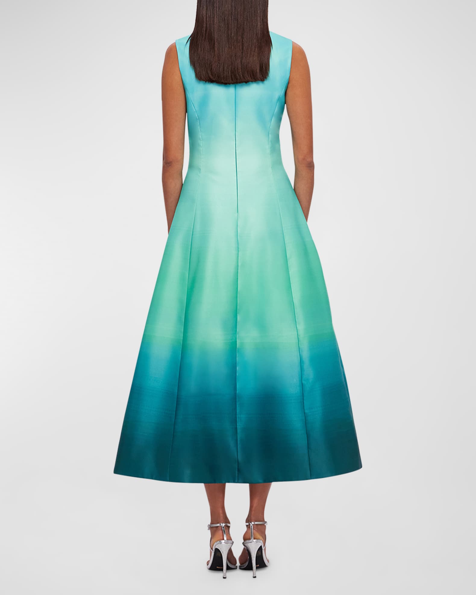 LEO LIN Cleo Sleeveless A-Line Ombre Midi Dress | Neiman Marcus