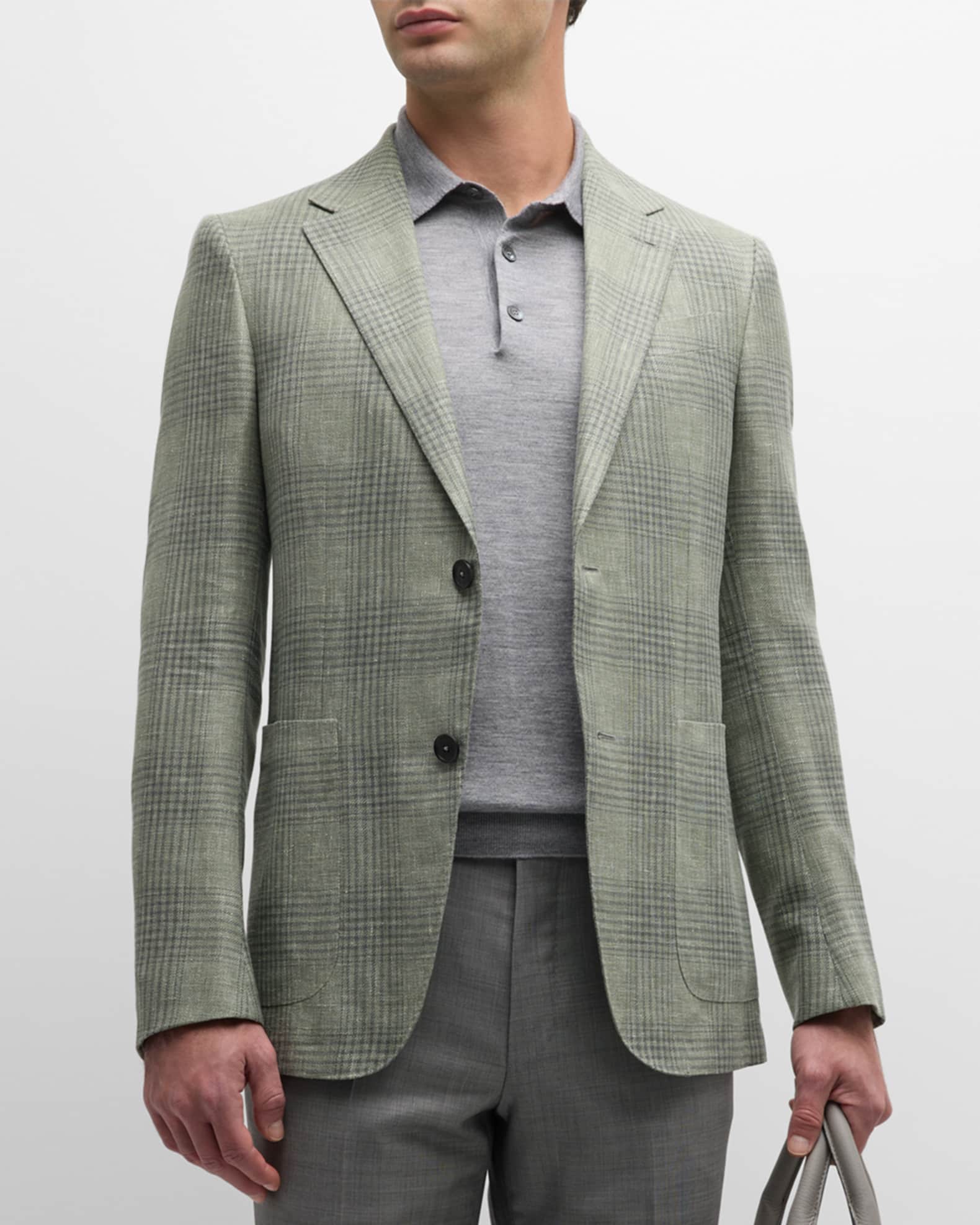 ZEGNA Men's Plaid Linen-Blend Sport Coat | Neiman Marcus