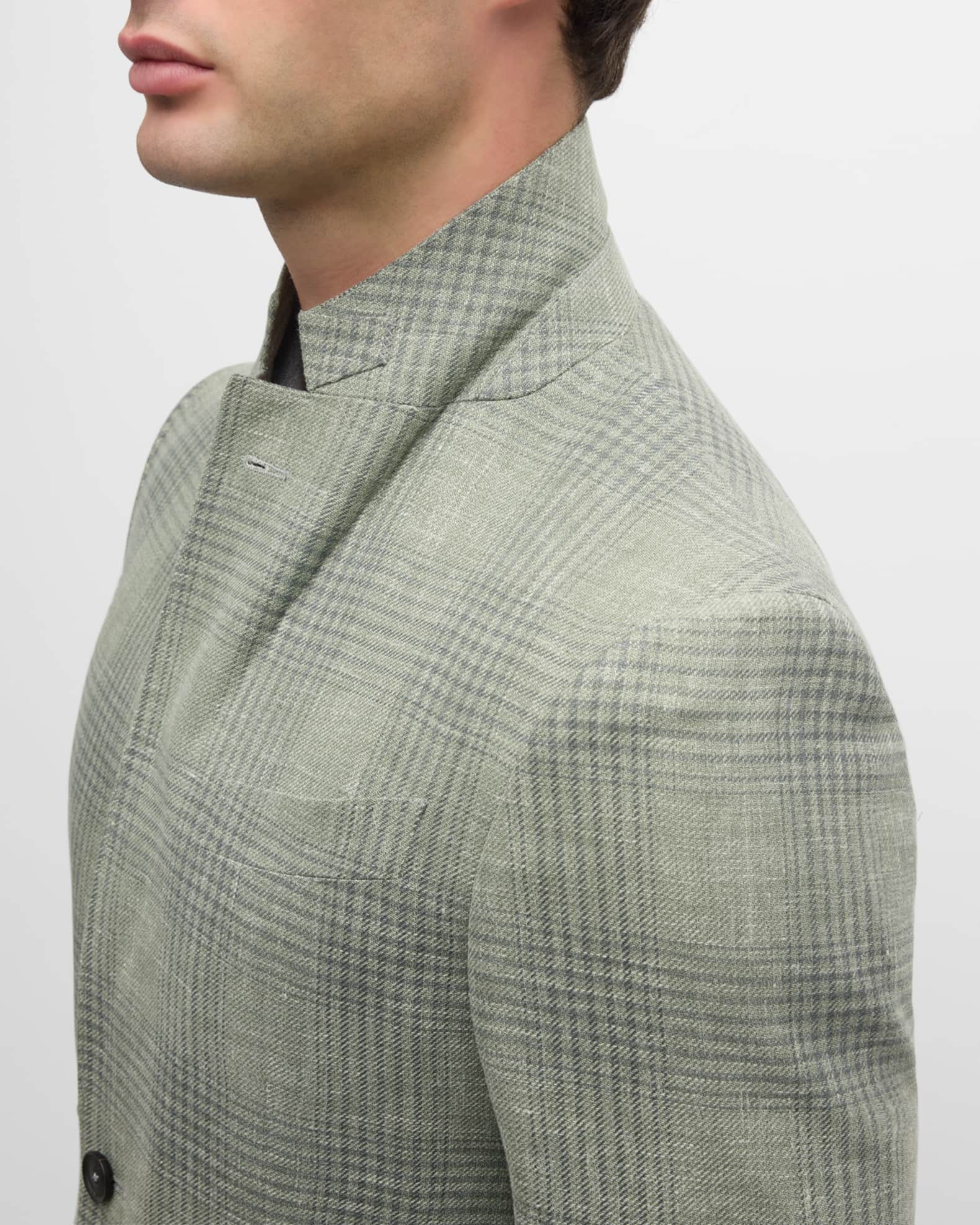 ZEGNA Men's Plaid Linen-Blend Sport Coat | Neiman Marcus