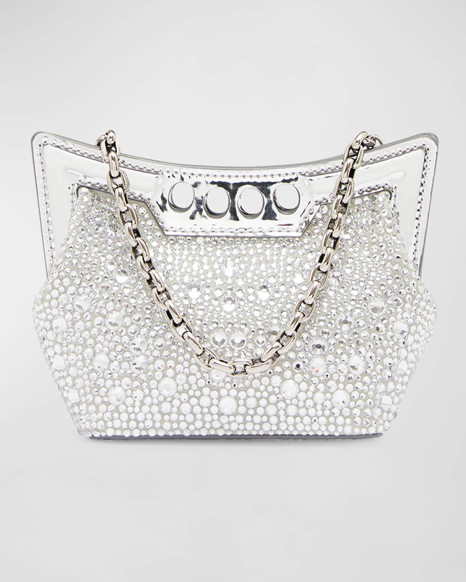Alexander McQueen Micro Peak Crystal Leather Crossbody Bag | Neiman Marcus