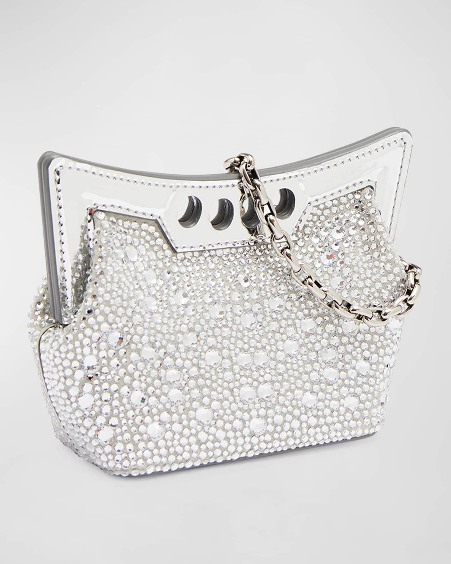Alexander McQueen Micro Peak Crystal Leather Crossbody Bag | Neiman Marcus