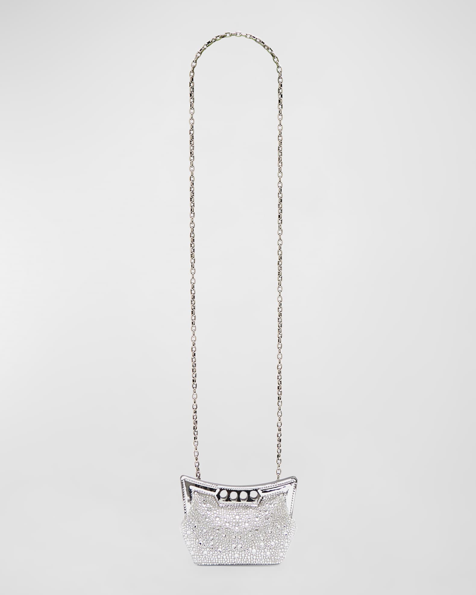 Alexander McQueen Micro Peak Crystal Leather Crossbody Bag | Neiman Marcus