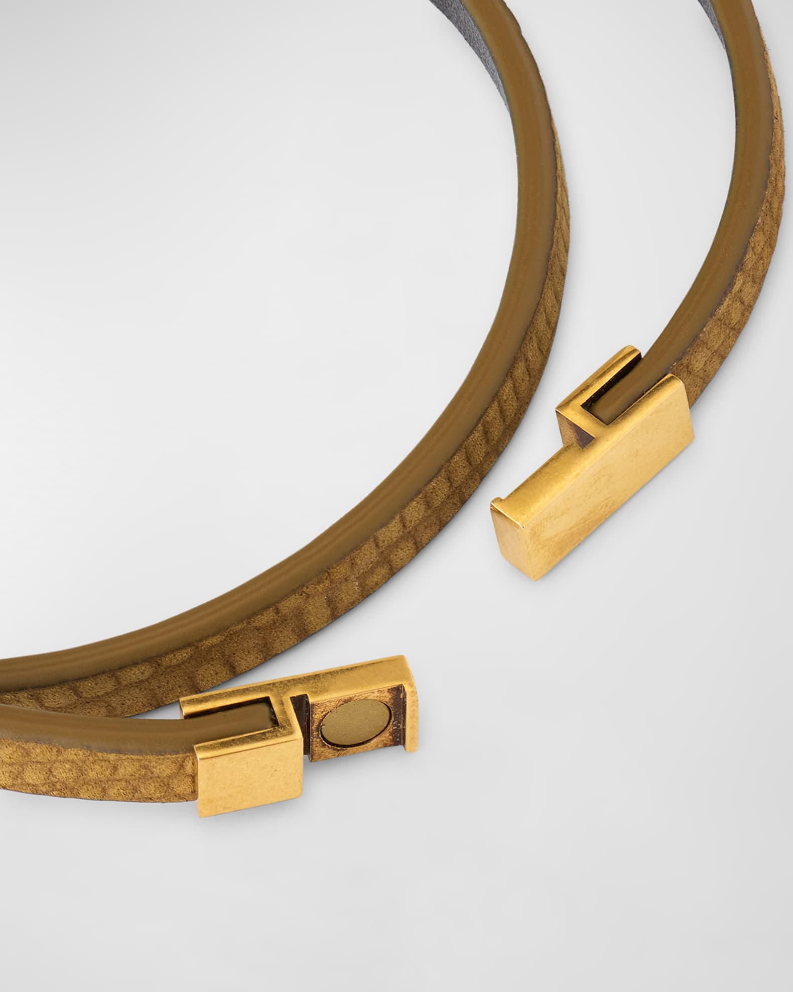 Saint Laurent Leather Double-Wrap YSL Bracelet | Neiman Marcus