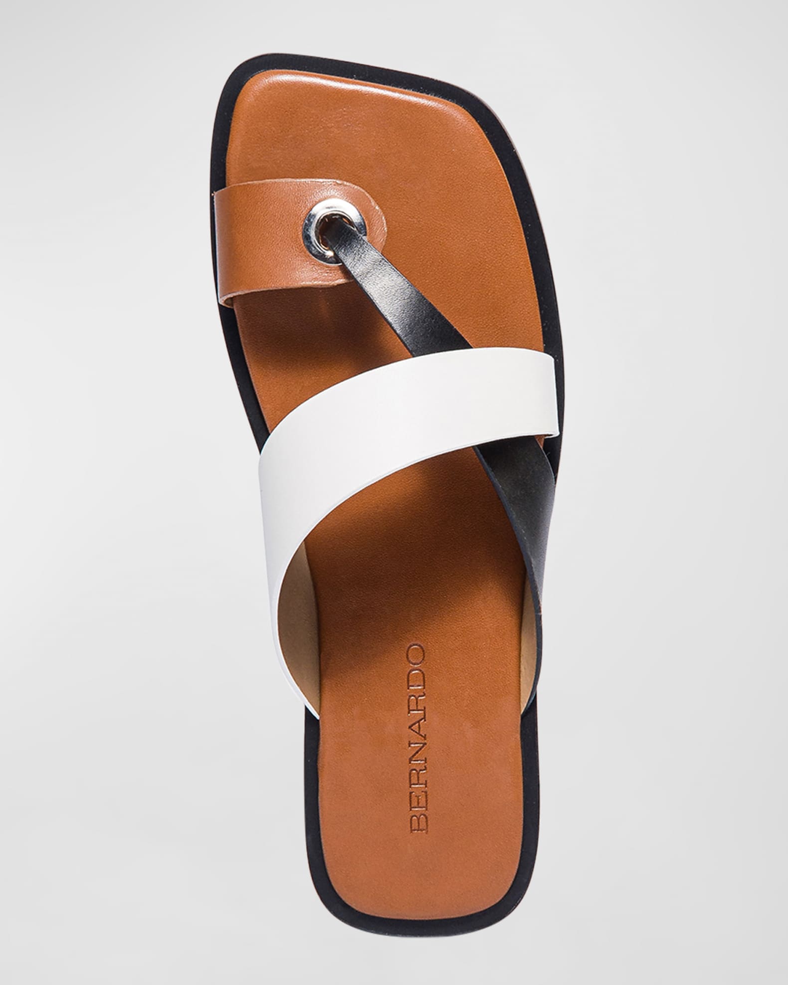 Bernardo Tricolor Leather Toe-Ring Slide Sandals | Neiman Marcus