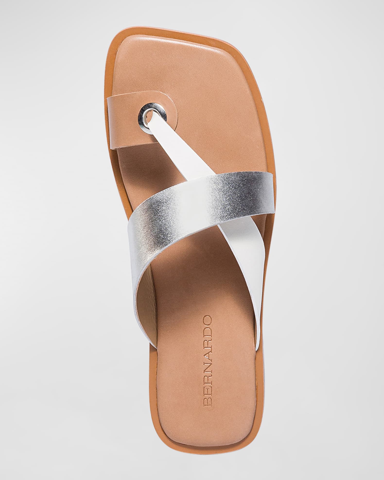 Bernardo Mixed Leather Toe-Ring Slide Sandals | Neiman Marcus